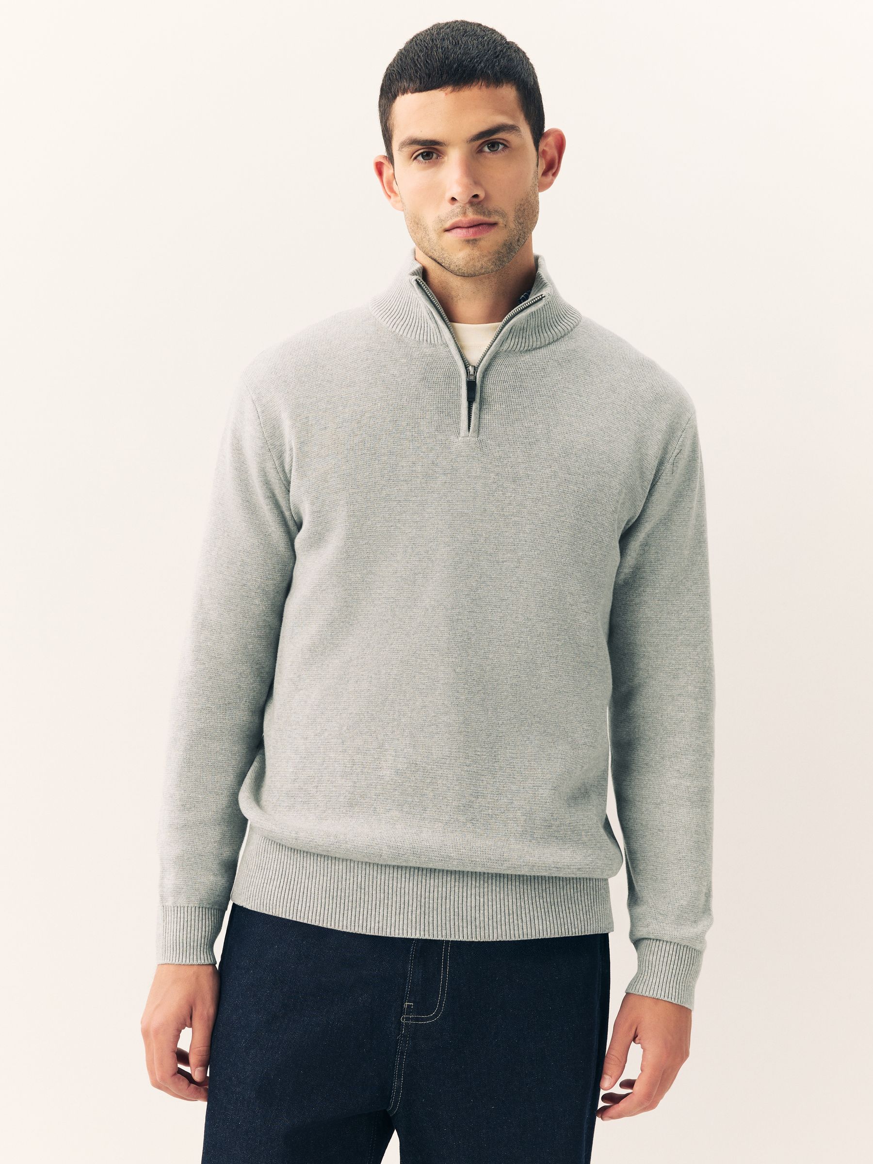 Buy Light Grey Plain Quarter Zip Jumper from the Next UK online shop