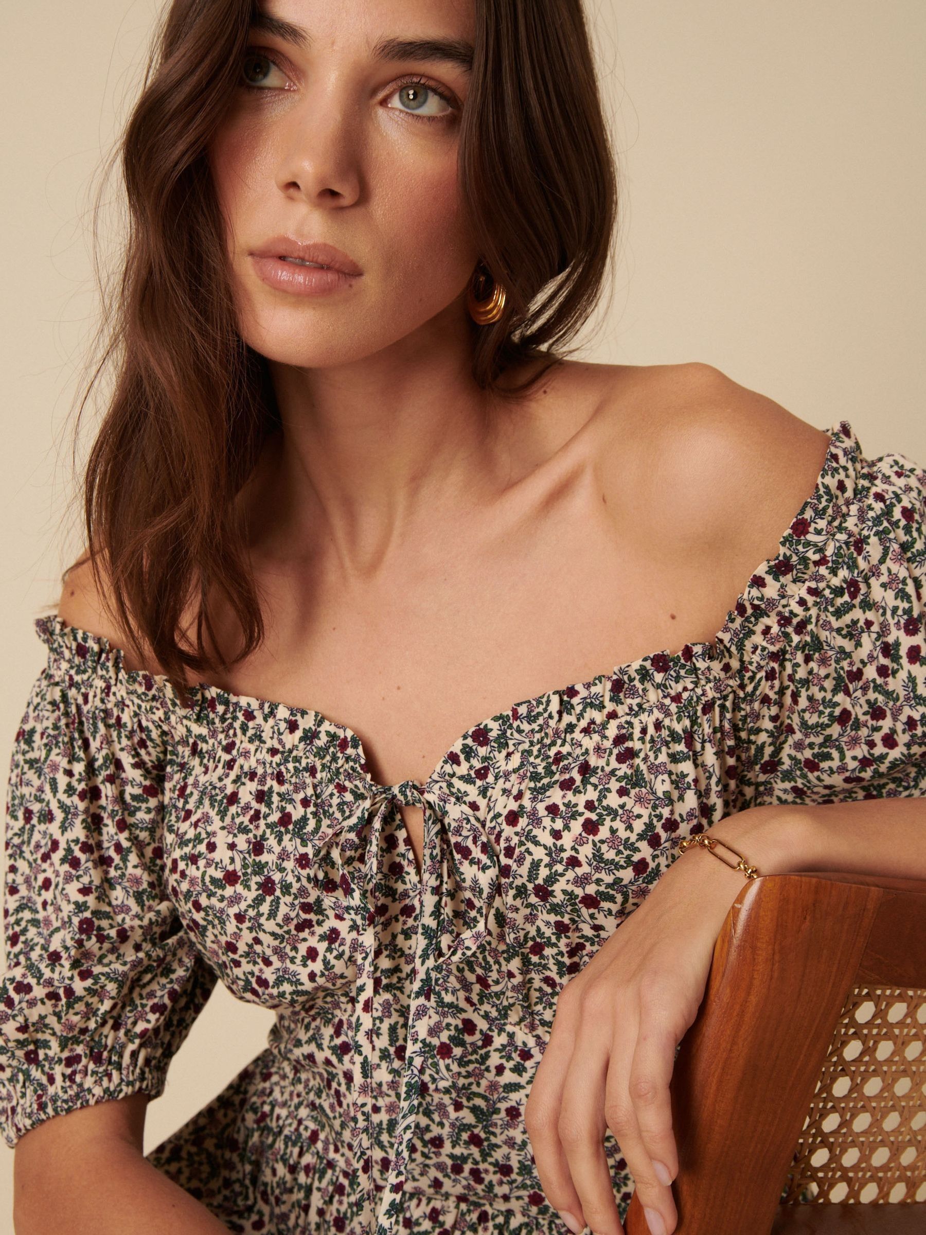 Buy Nobodys Child Cream Geniveve Off The Shoulder Floral Midi Dress from the Next UK online shop