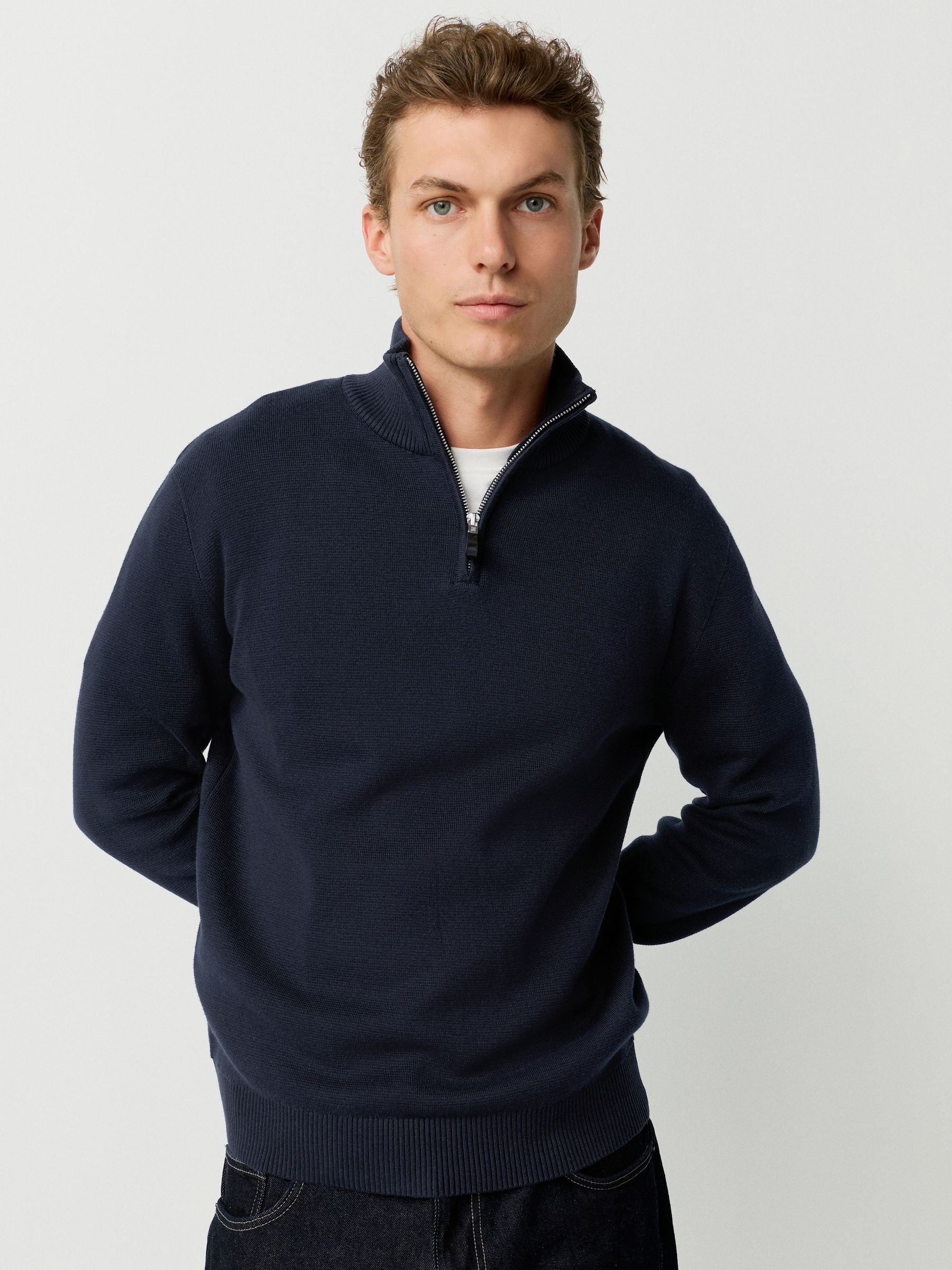 Buy Black/Navy Blue Quarter Zip Jumpers 2 Pack from the Next UK online shop