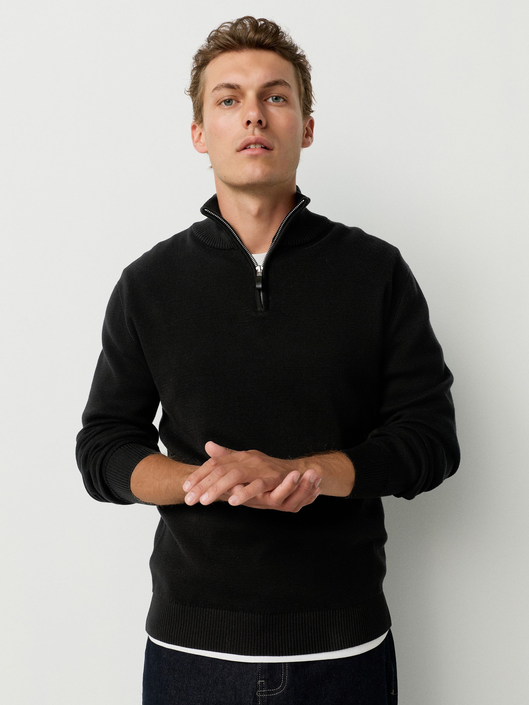 Buy Black/Navy Blue Quarter Zip Jumpers 2 Pack from the Next UK online shop