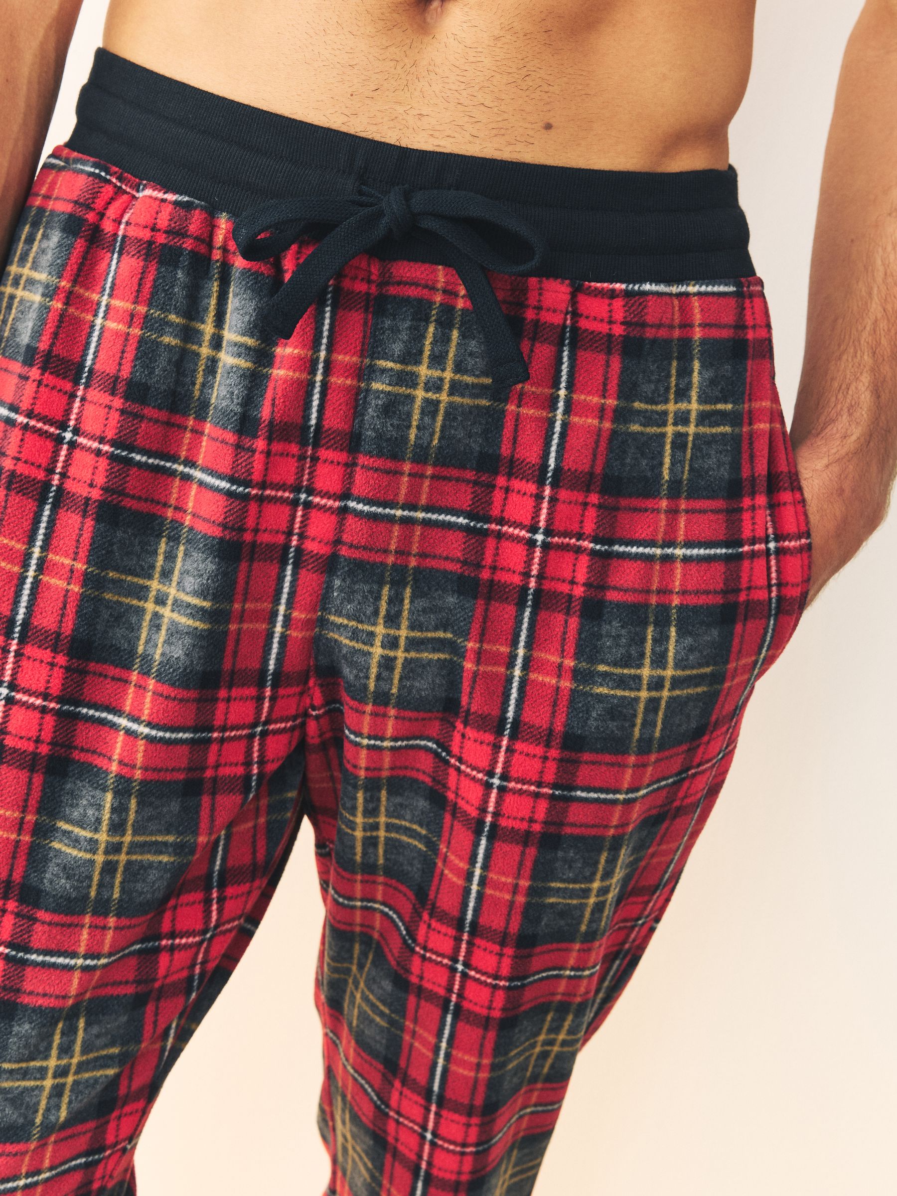 Buy Red Tartan Thermal Fleece Cuffed Check Pyjama Bottoms from the Next ...