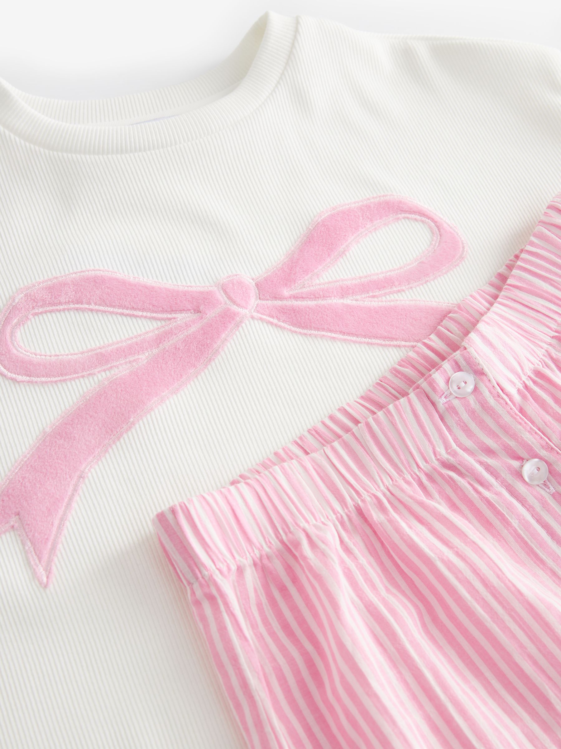 Buy Pink Bow Stripe Woven Pyjamas (9mths-16yrs) from the Next UK online ...