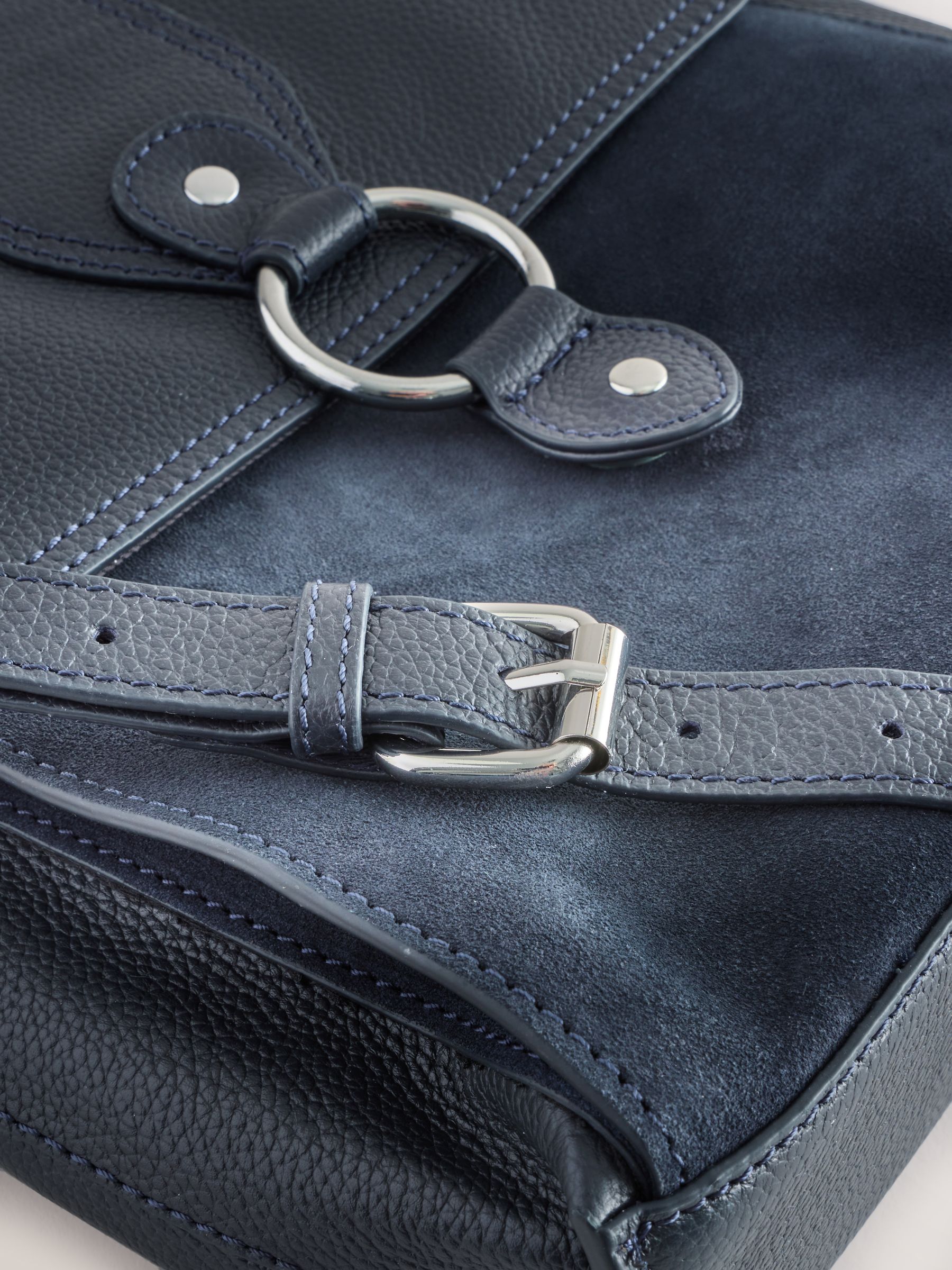 Buy Navy Leather Pocket Messenger Bag from Next Malta