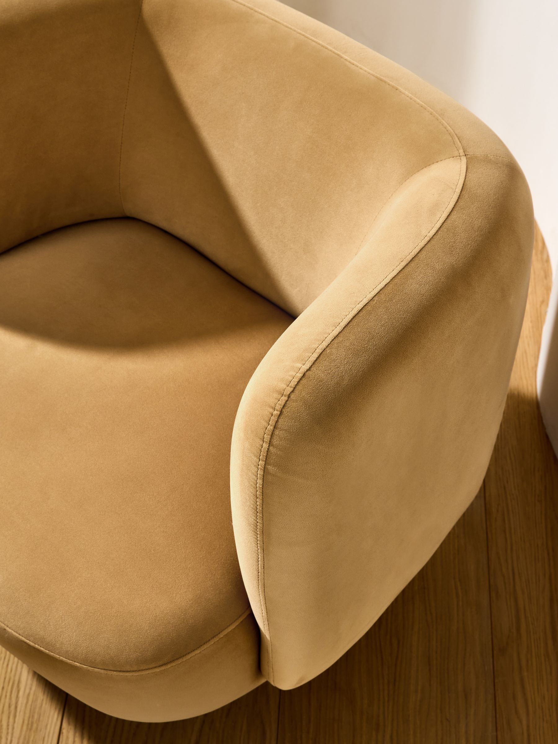 Buy MADE.COM Soft Caramel Brown Velvet Novara Swivel Accent Chair from ...