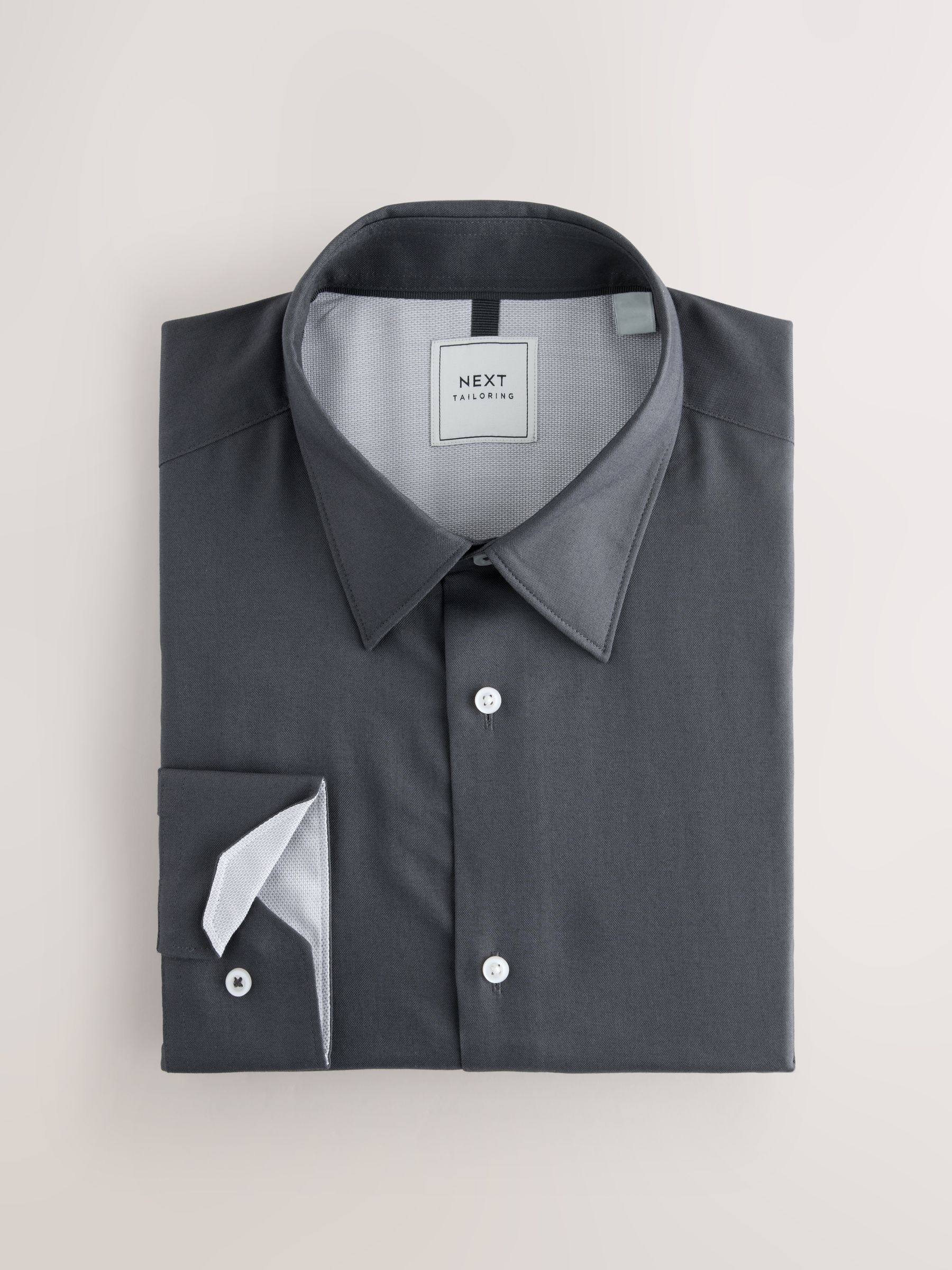 Buy Grey Regular Fit Easy Care Single Cuff Smart Shirts 3 Pack from ...