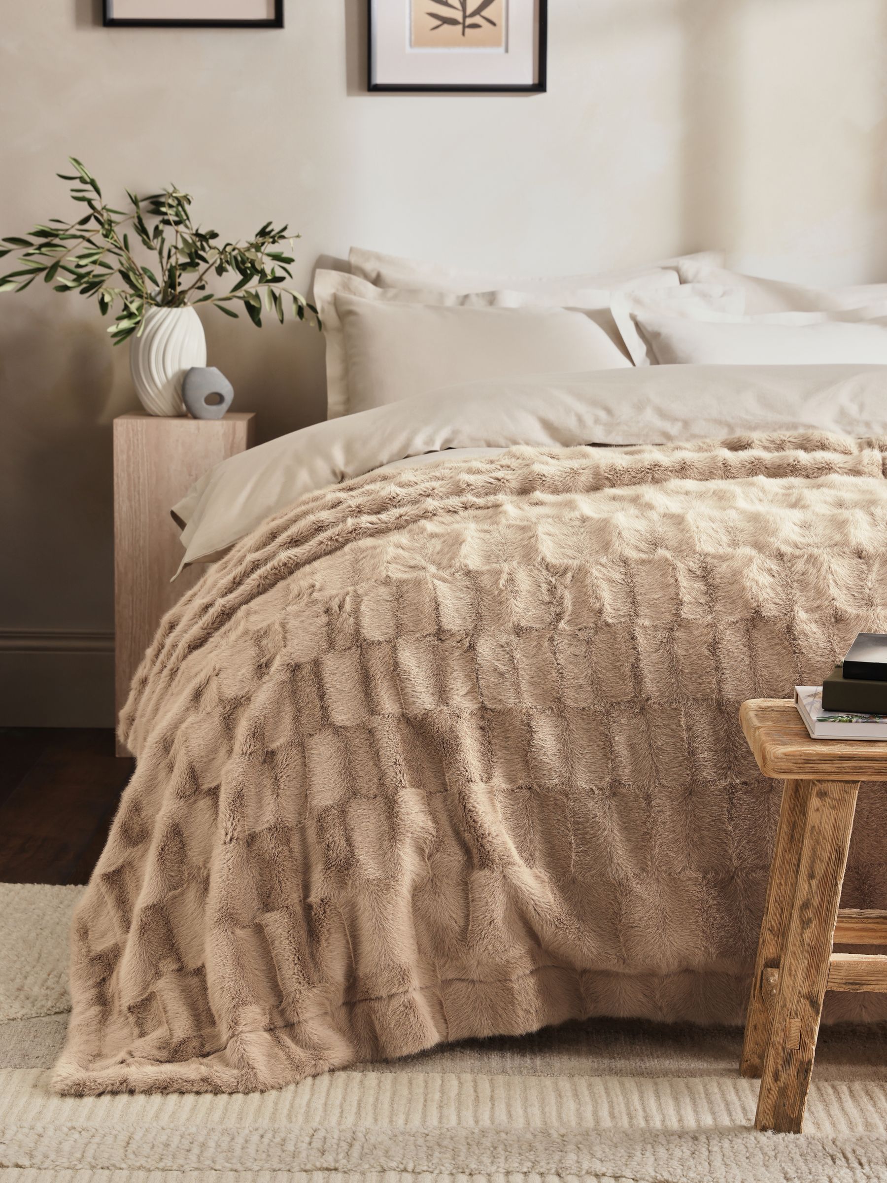 Buy Natural Textured Faux Fur Check Throw from Next United Arab Emirates