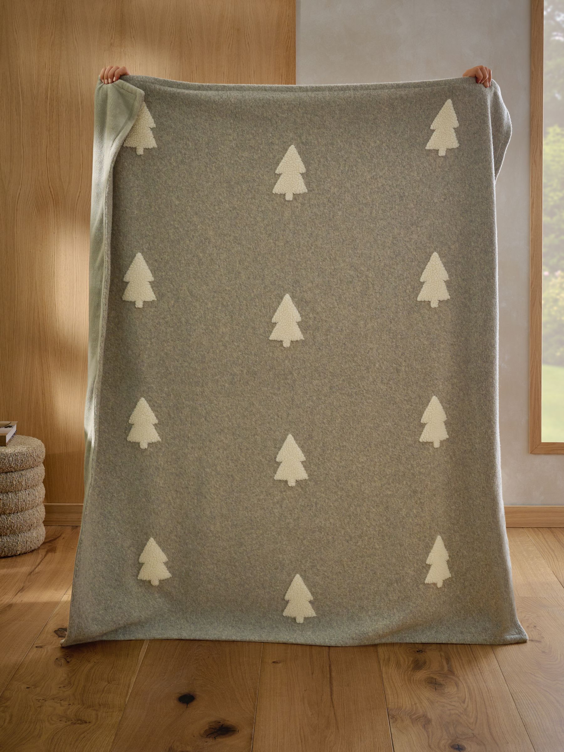 Buy Grey Christmas Tufted Borg Tree Throw from the Next UK online shop