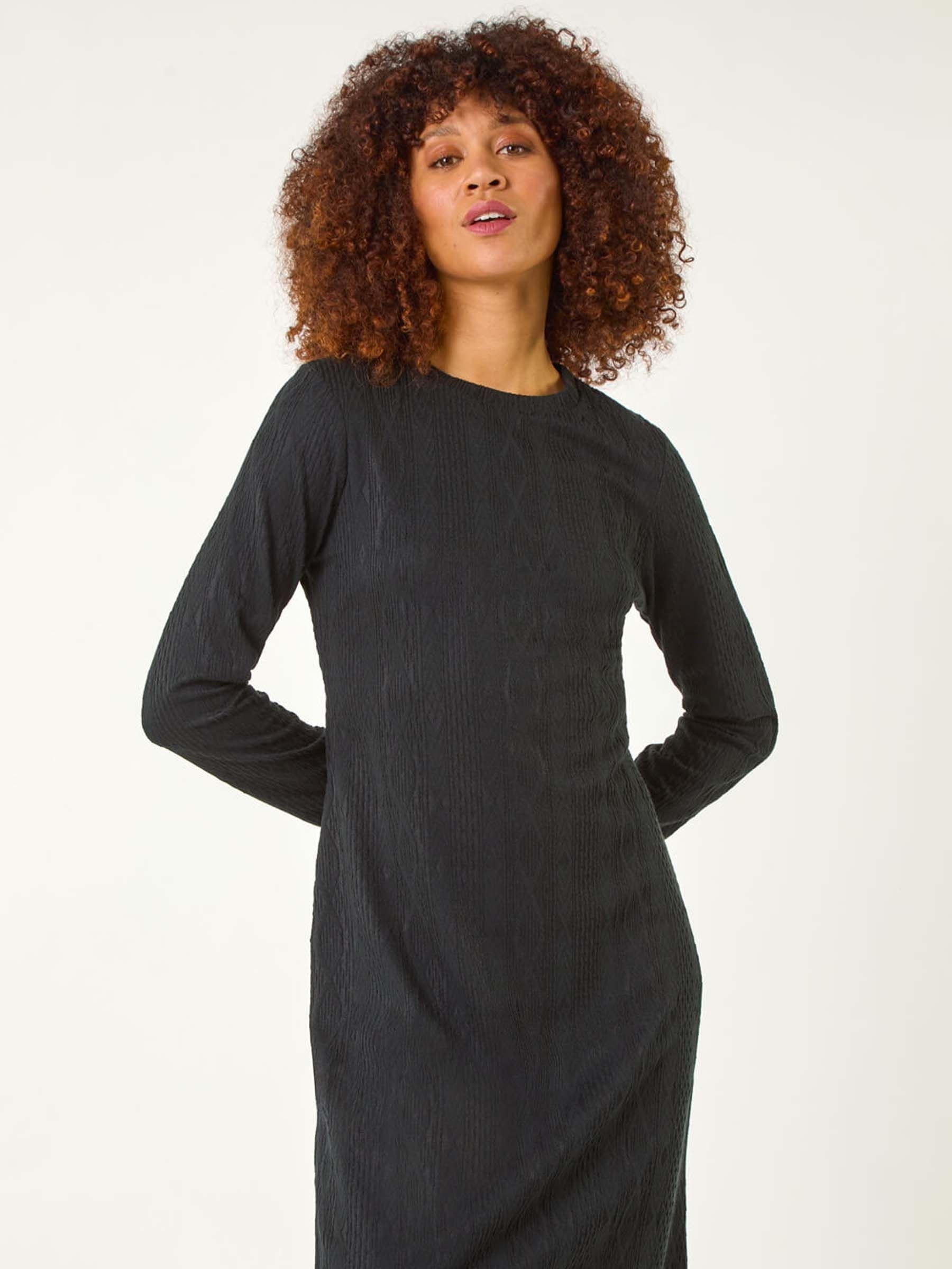 Buy Roman Black Cable Knit Textured Dress from the Next UK online shop