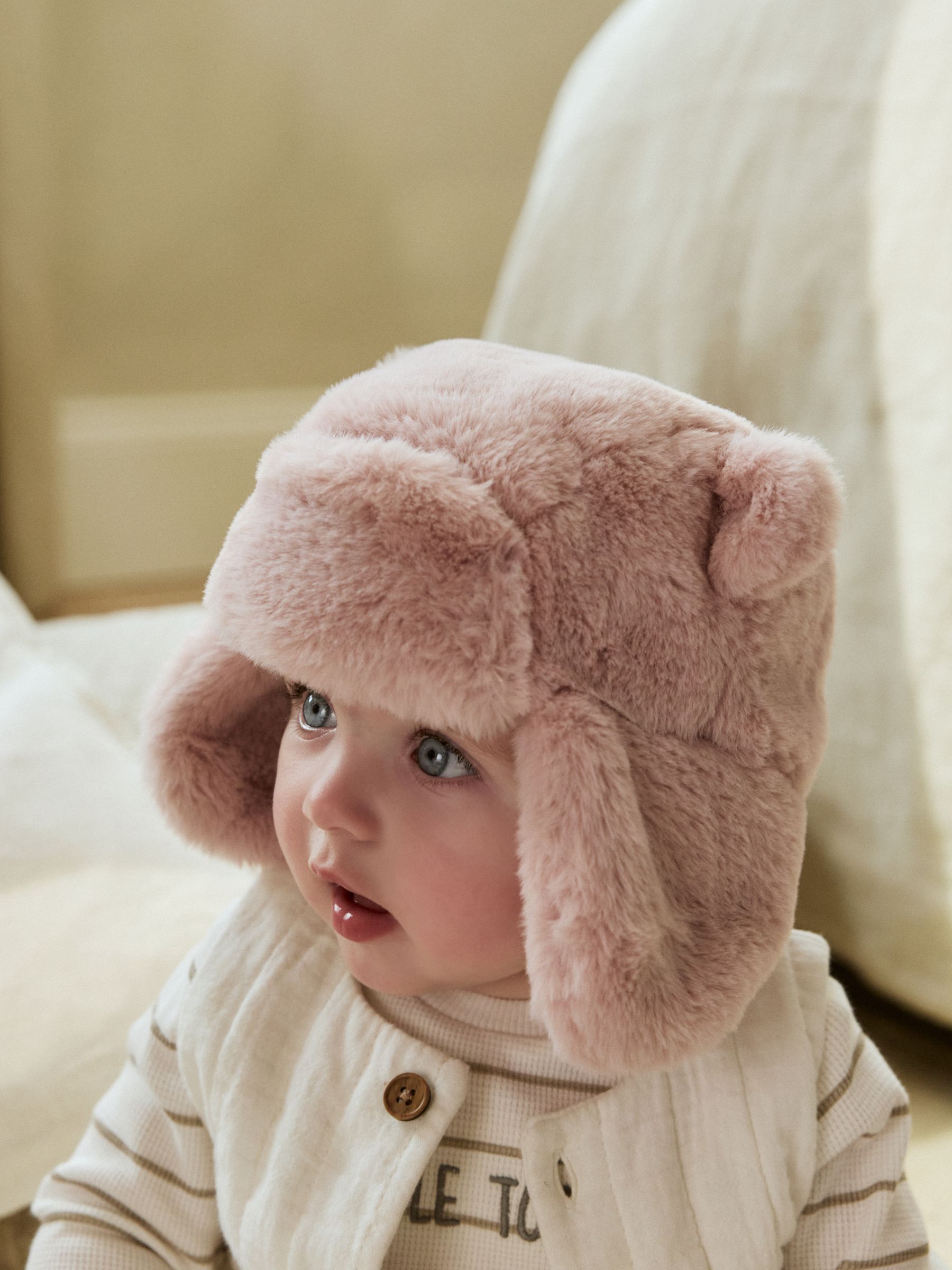 Buy Pink Faux Fur Bear Baby Trapper Hat (0mths-2yrs) from the Next UK ...
