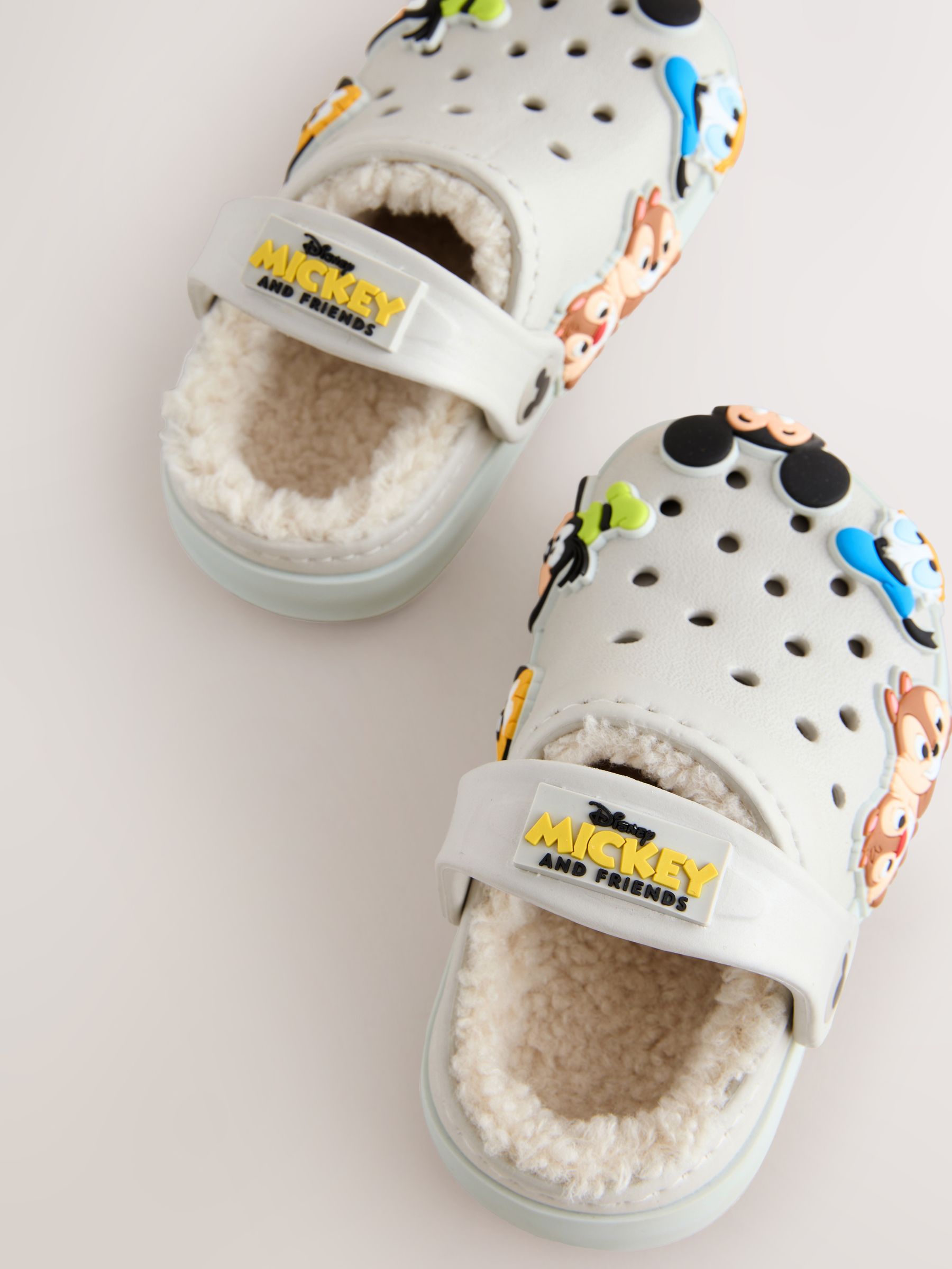 Buy Neutral Mickey Warm Lined Slippers Clogs from Next USA
