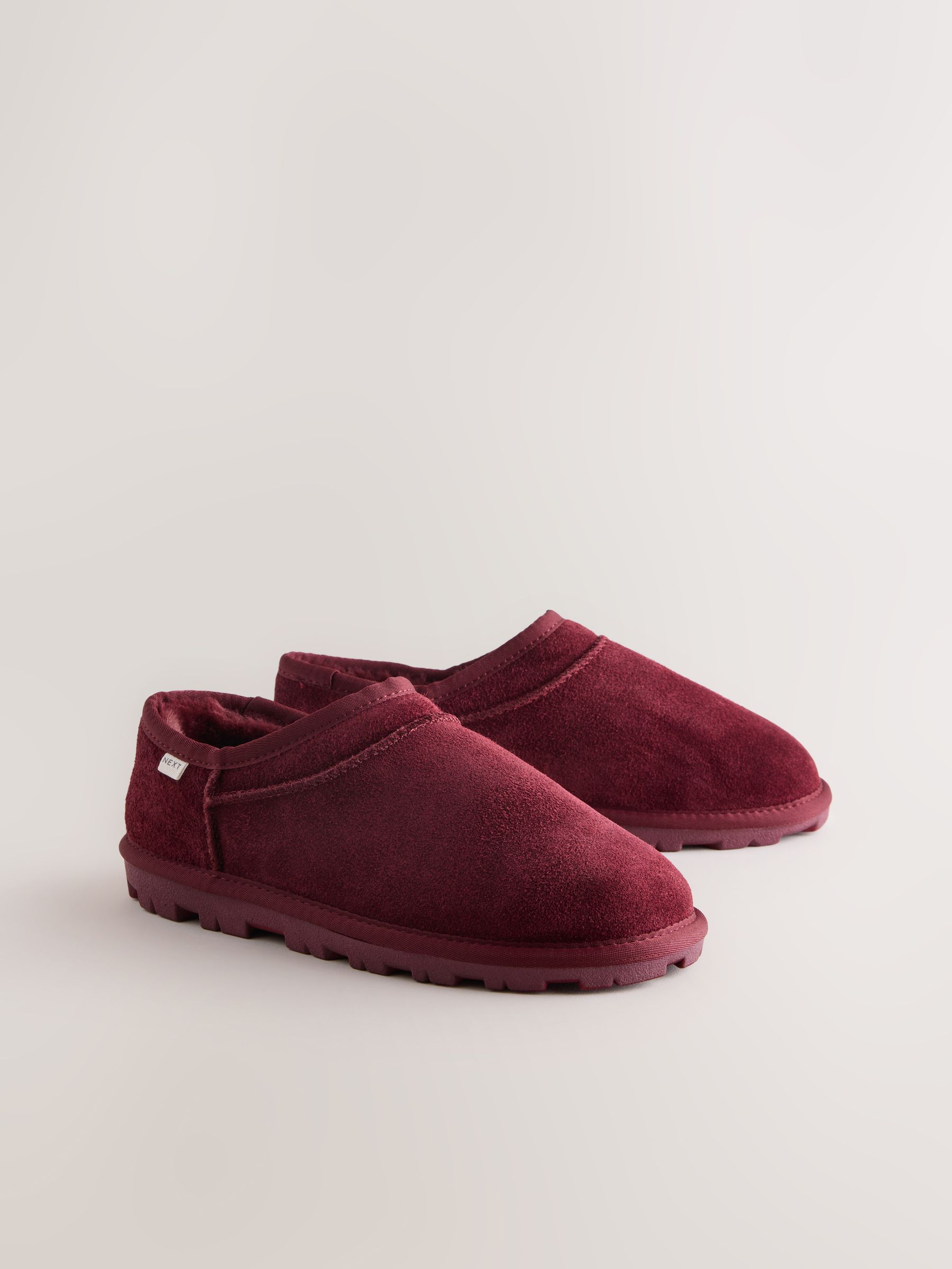 Buy Berry Red Suede Shoot Slippers from Next USA