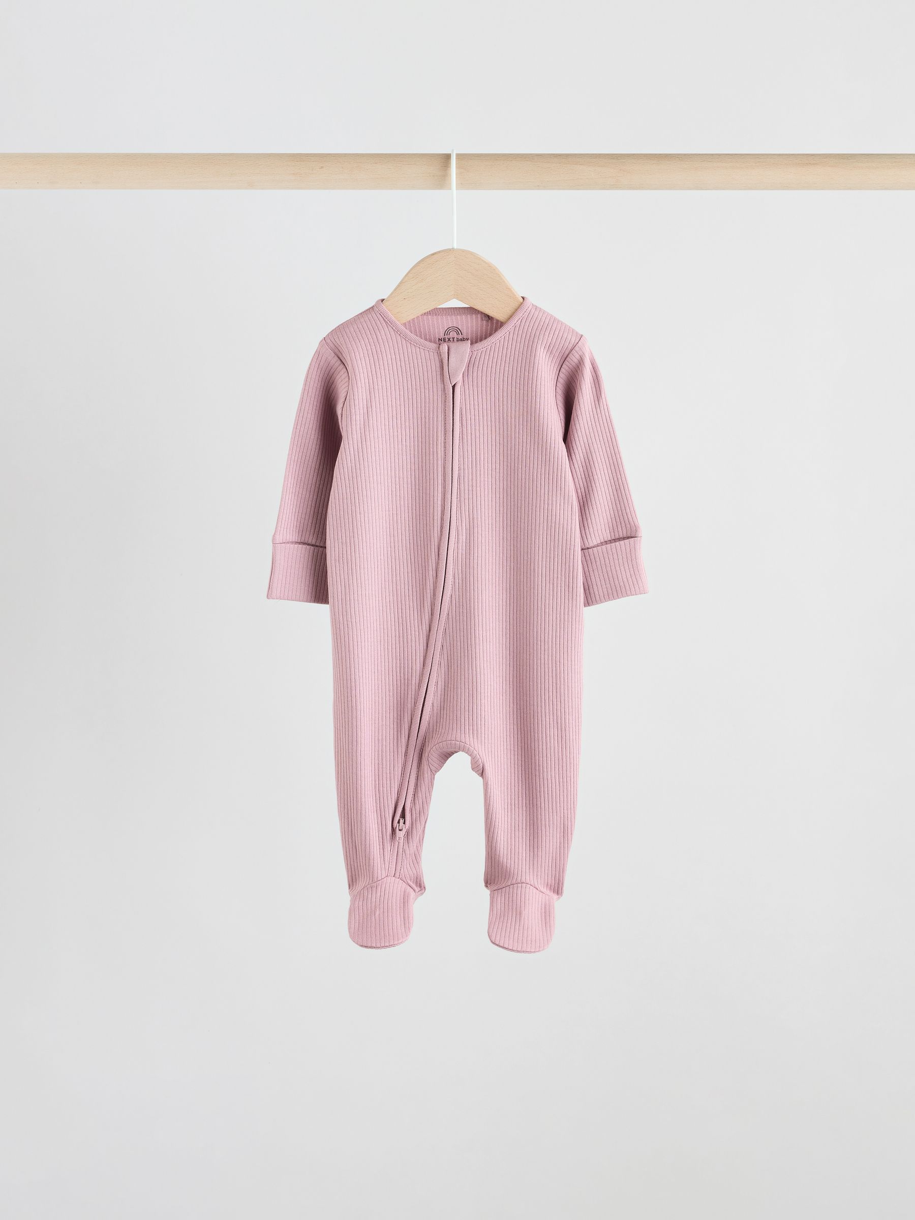 Buy Pink 5 Pack Two Way Zip Baby Sleepsuits (0-2yrs) from the Next UK ...