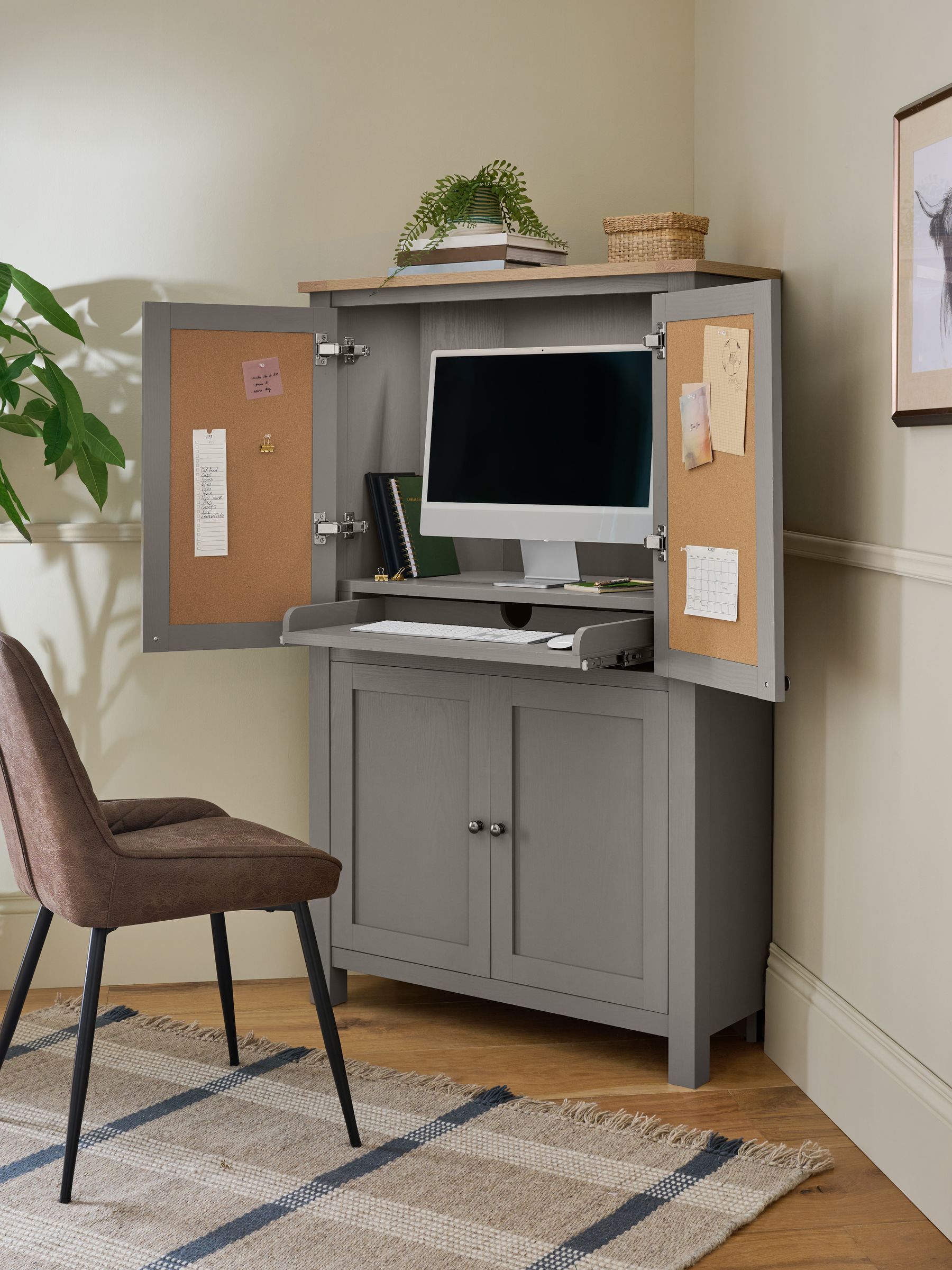 Buy Dove Grey Malvern Oak Effect Corner Desk from the Next UK online shop