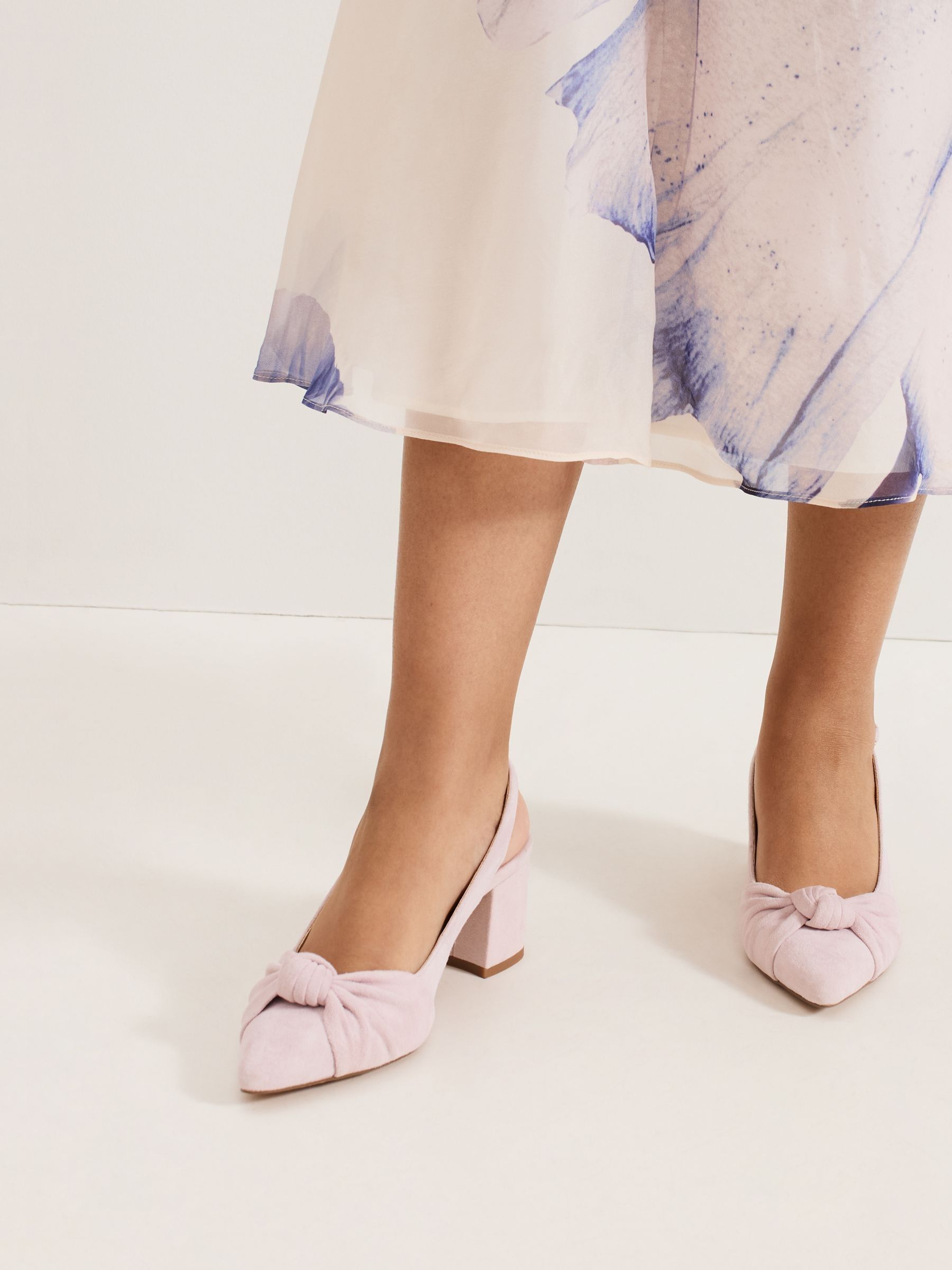 Buy Phase Eight Pink Knot Front Block Heel Slingback Shoes from the ...