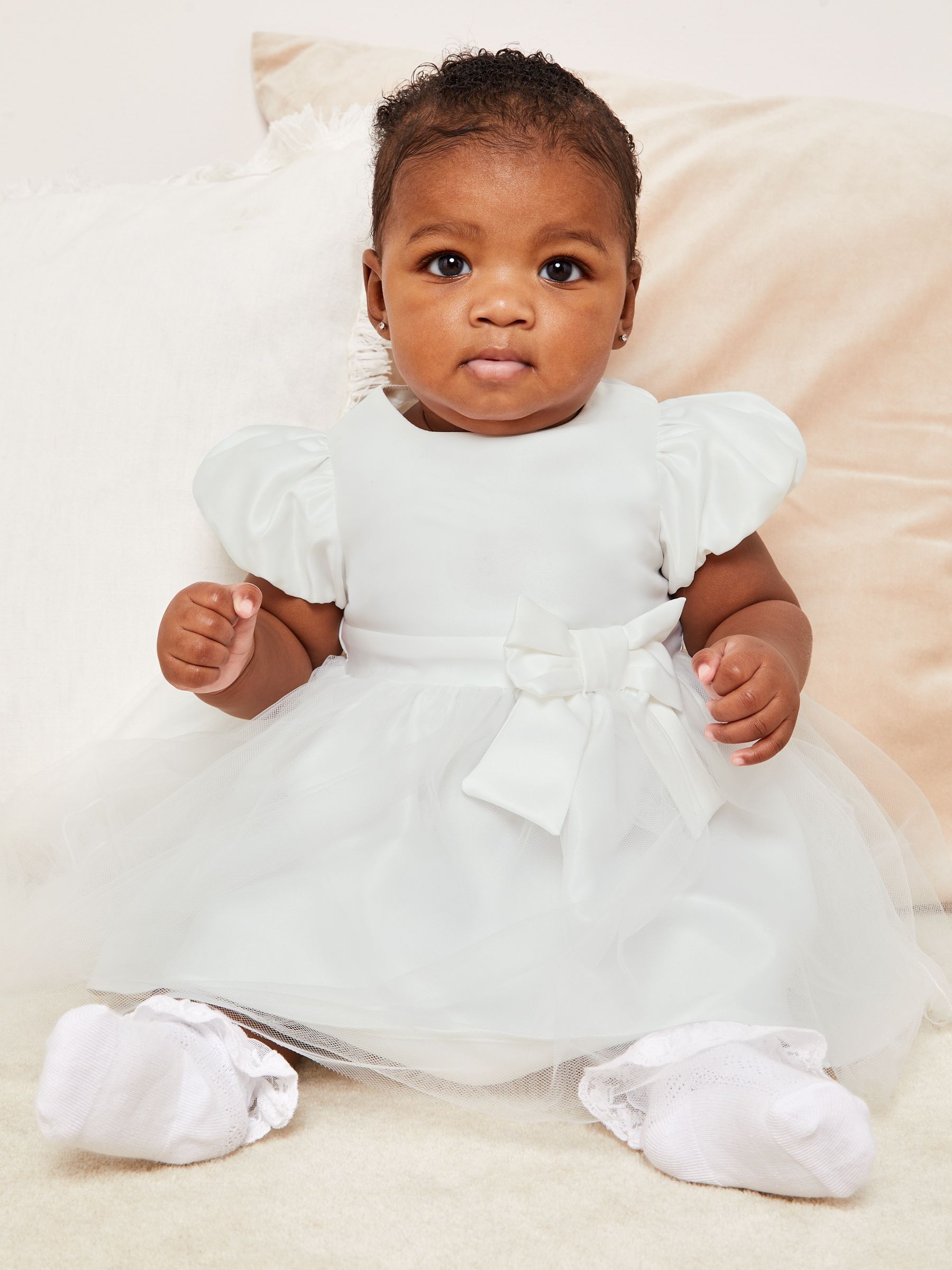 Buy Lipsy Ivory Baby Puff Sleeve Occasion Dress (0mths-2yrs) from the ...
