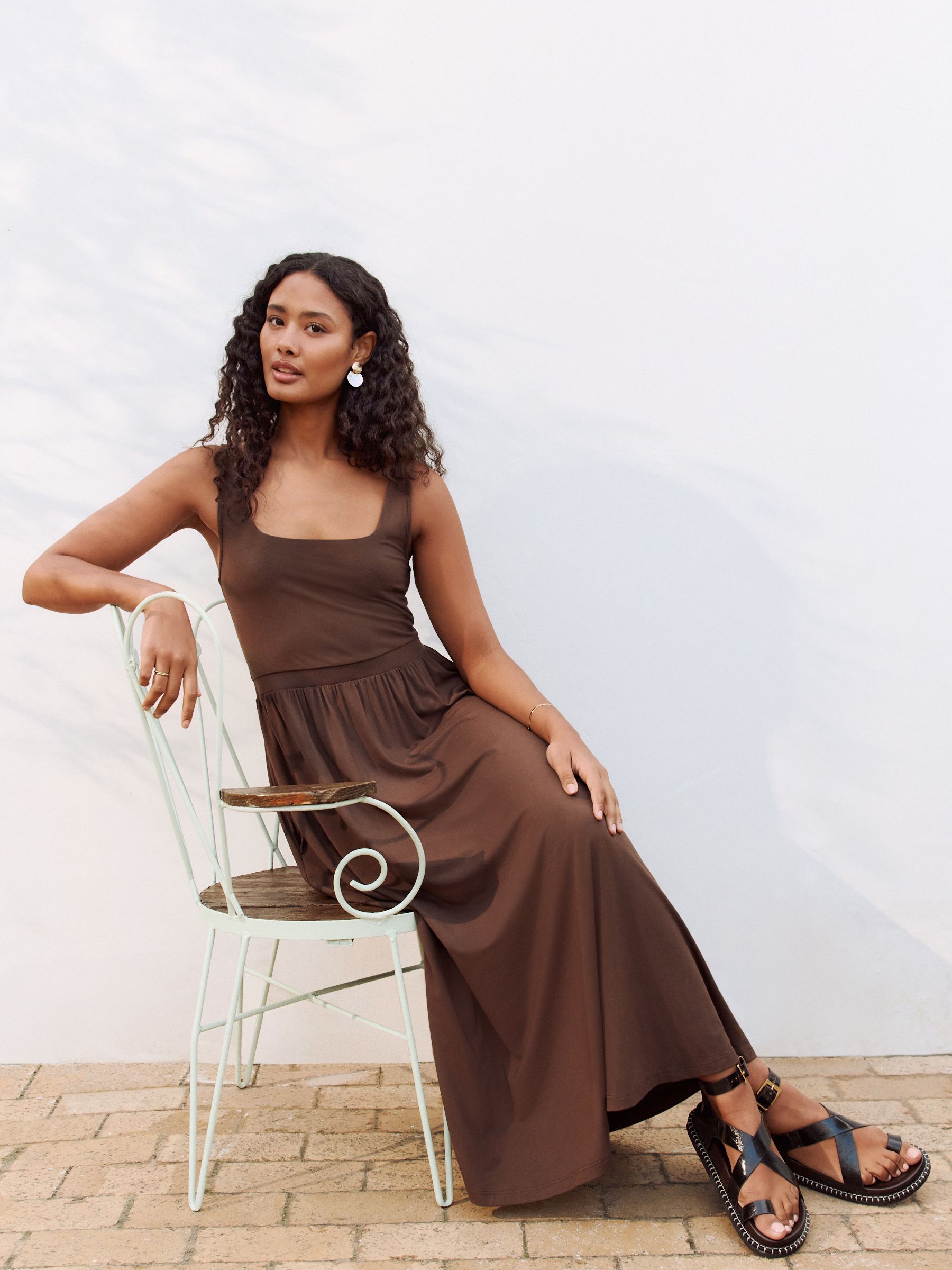 Buy Chocolate Brown - Jersey Waisted Summer Dress from Next Germany