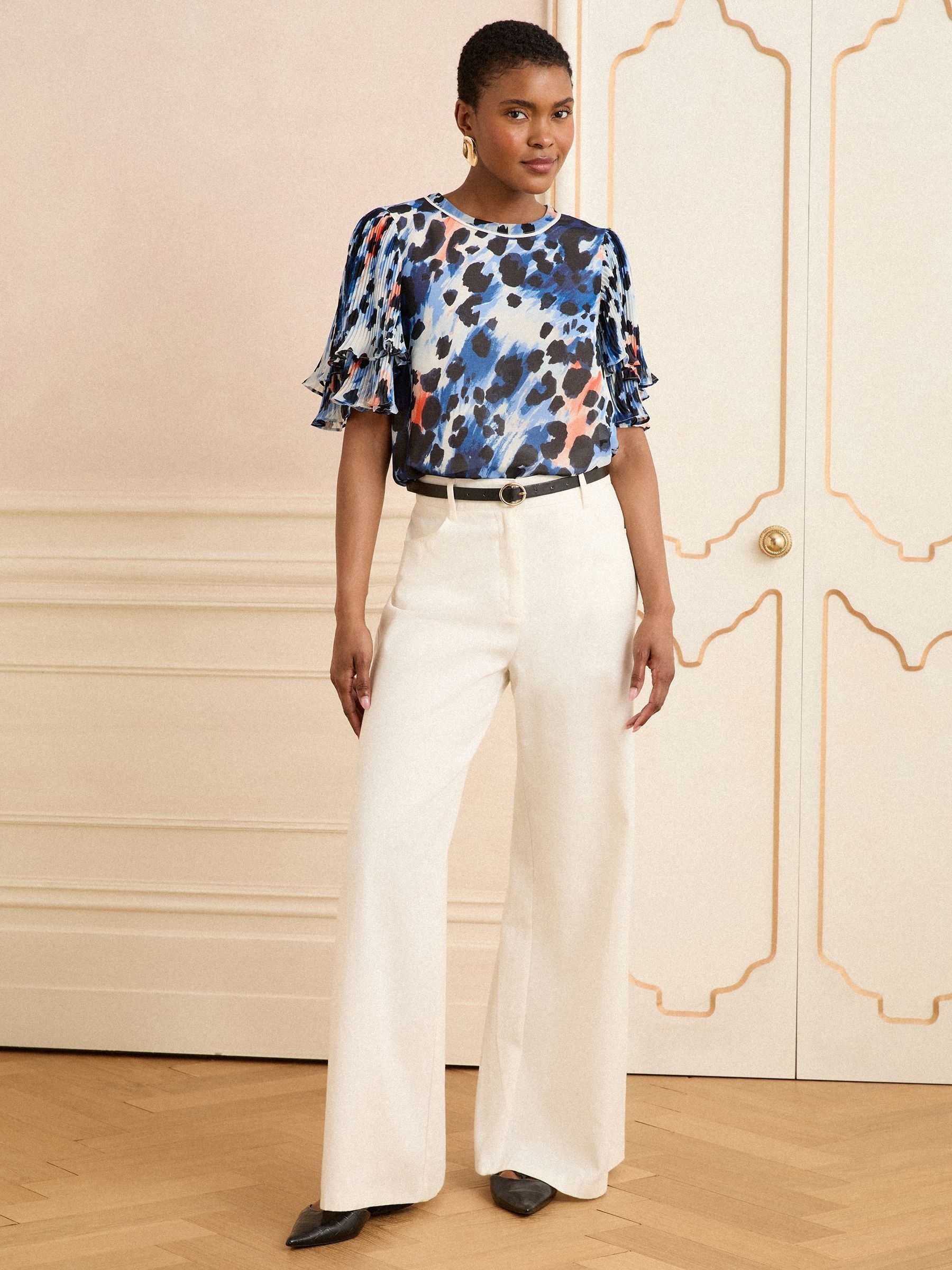 Buy Love & Roses Blue Animal Short Sleeve Frill Printed Blouse from ...