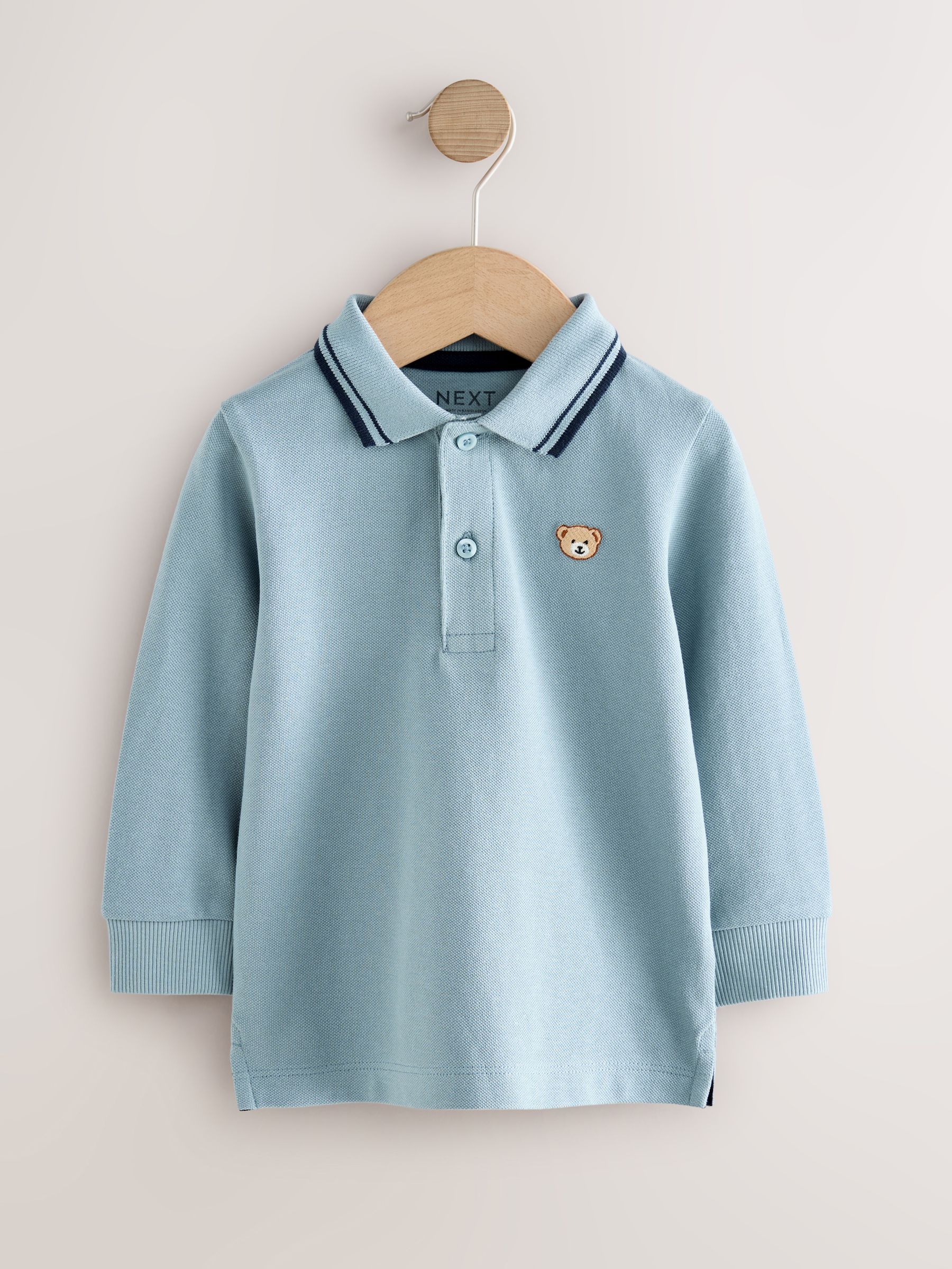 Buy Blue Long Sleeve Polo Shirt (3mths-7yrs) from Next USA
