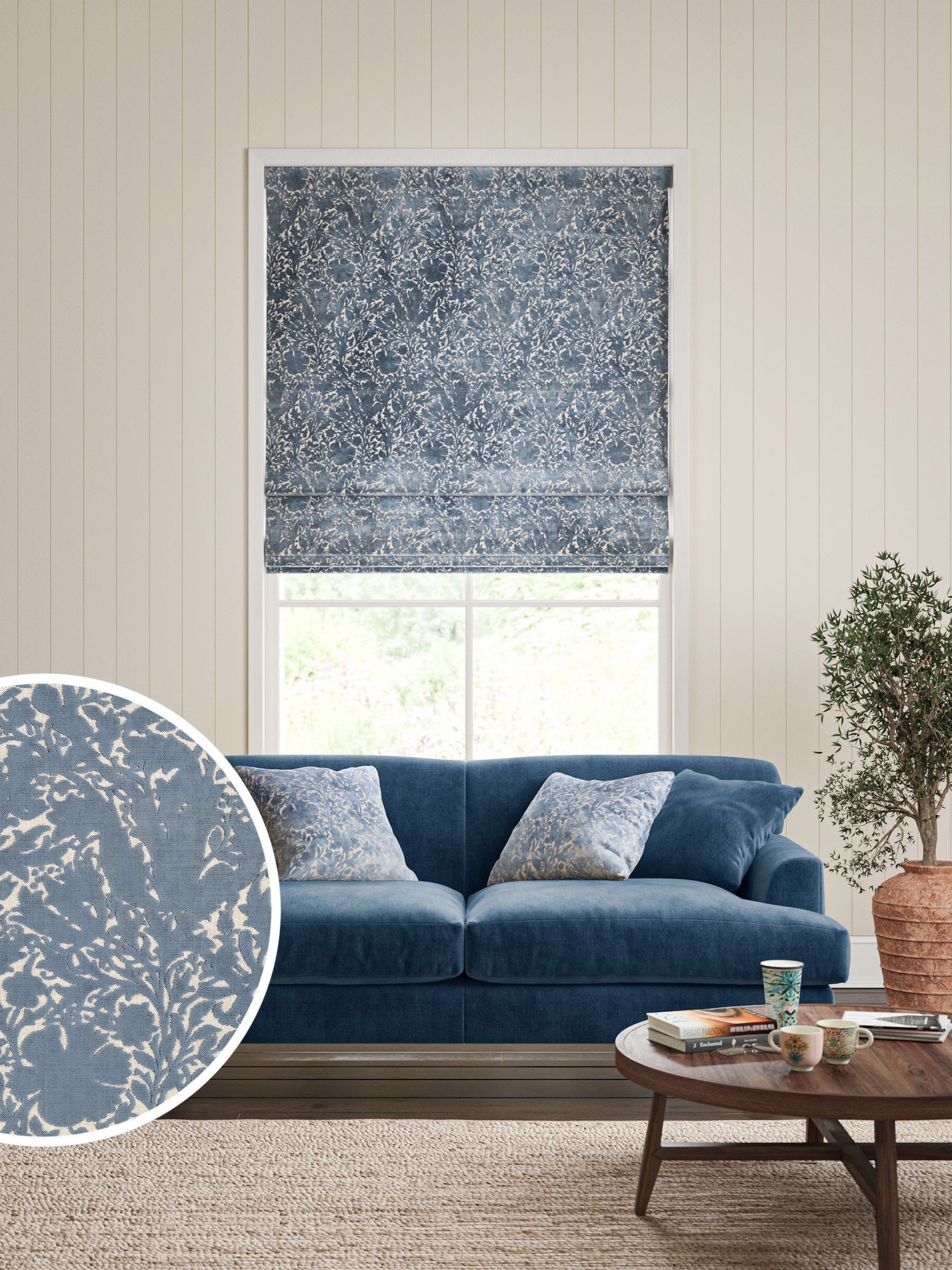 Buy William Morris At Home Indigo Blue Compton Silhouette Velvet Made ...