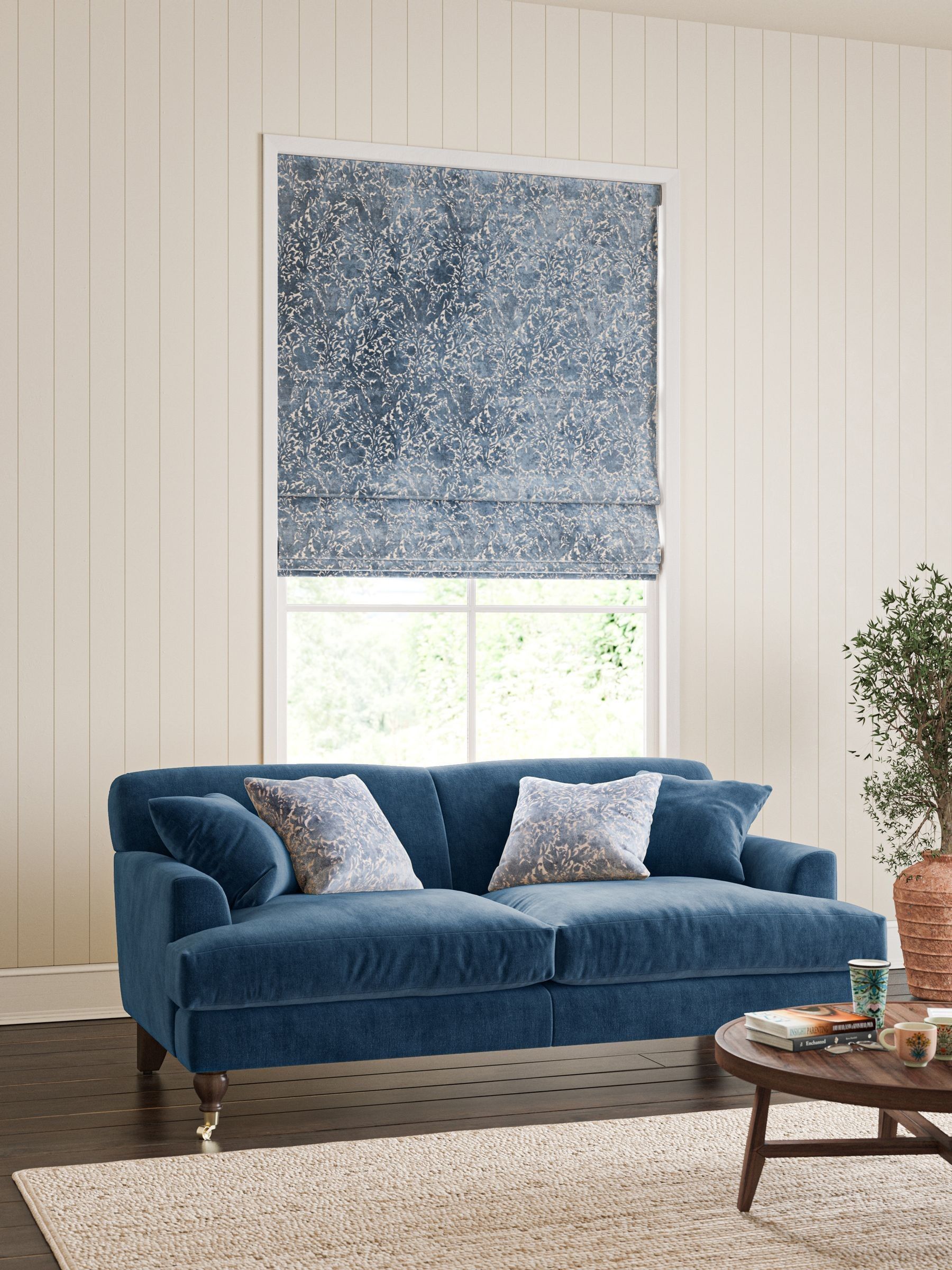 Buy William Morris At Home Indigo Blue Compton Silhouette Velvet Made ...
