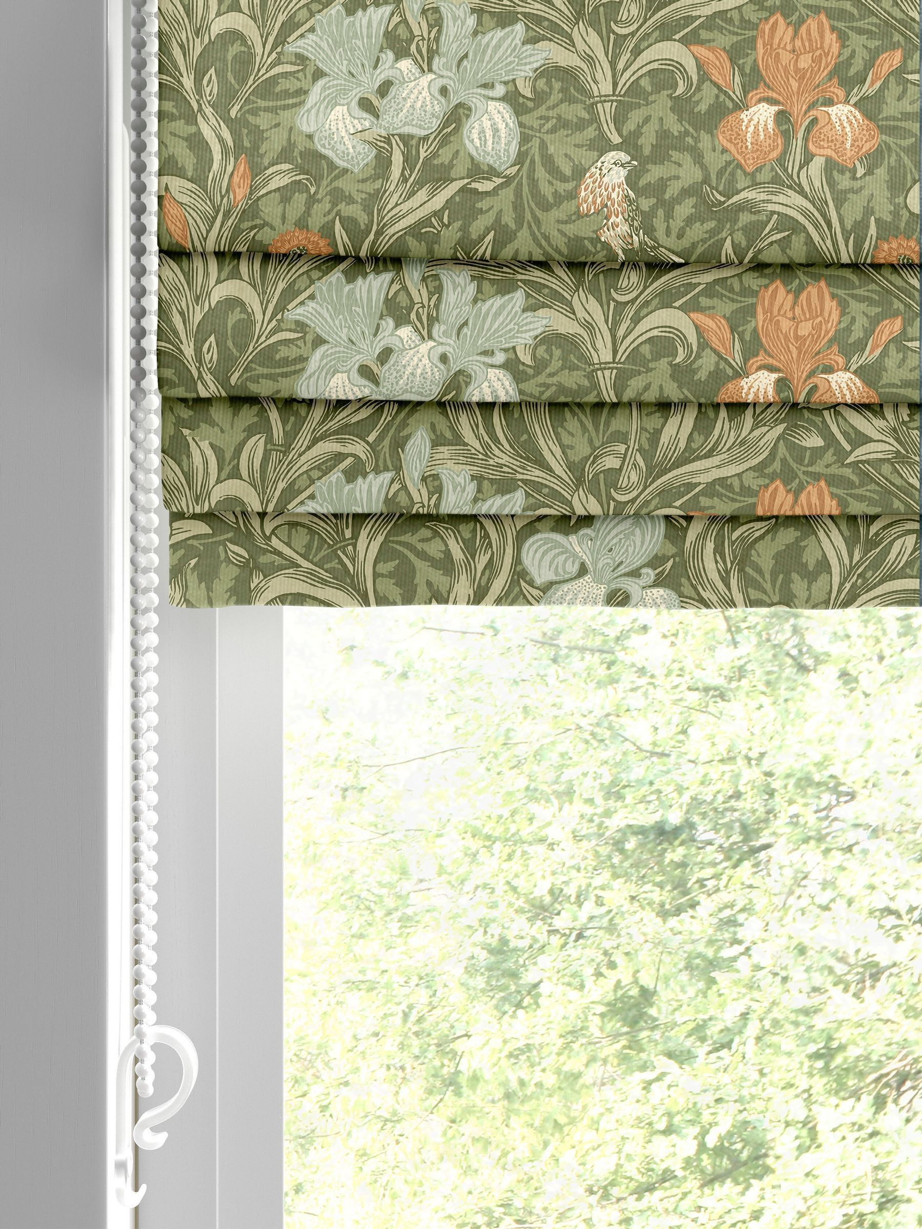 Buy William Morris At Home Moss Green Iris Made to Measure Roman Blind ...