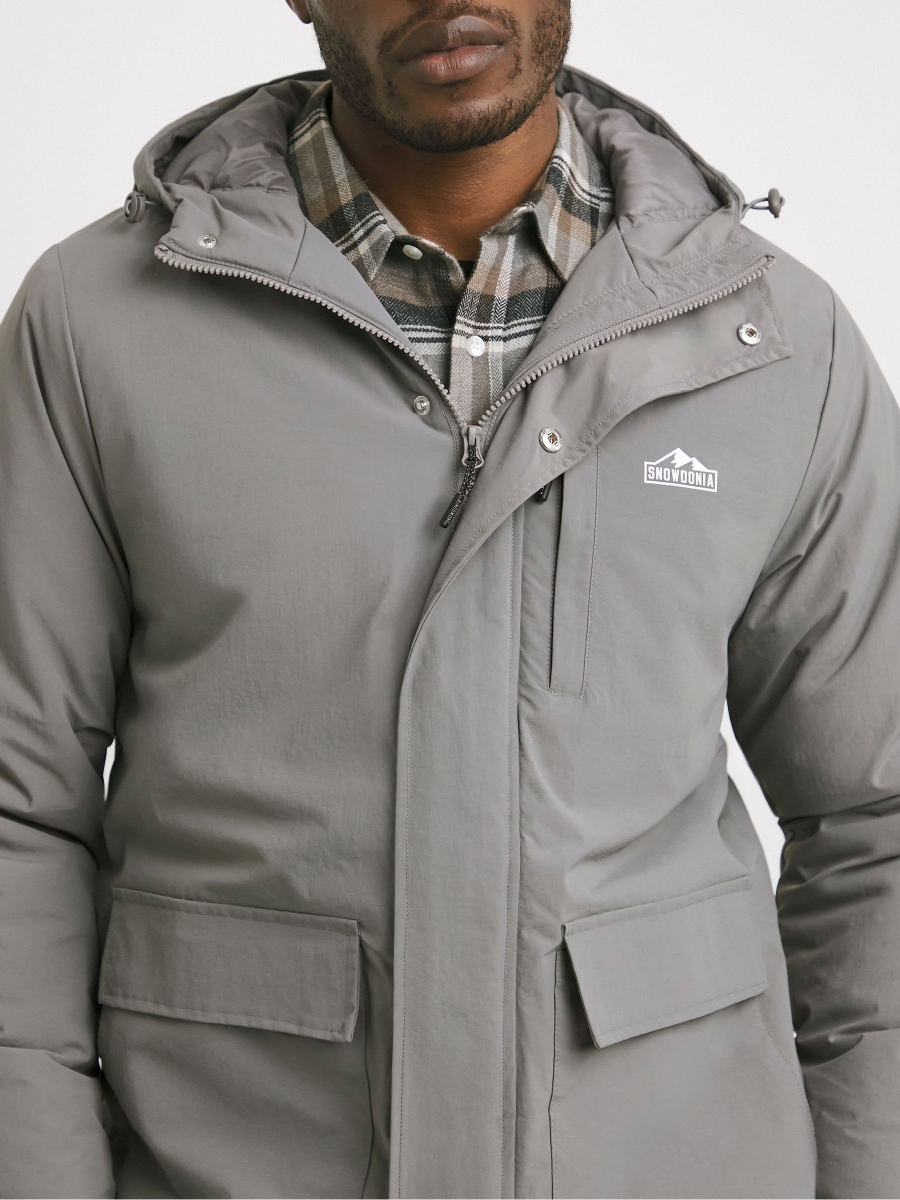 Buy Snowdonia Grey Showerproof Padded Hooded Jacket from the Next UK ...