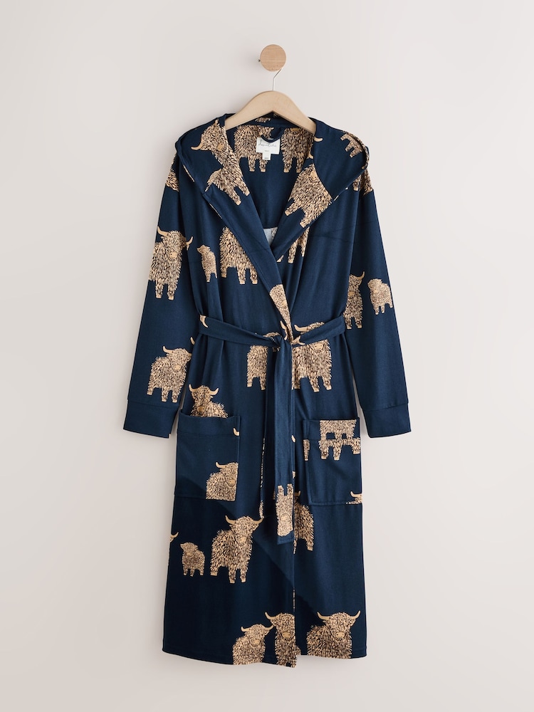 Buy Navy Hamish The Highland Cow Cosy Lightweight Dressing Gown from ...