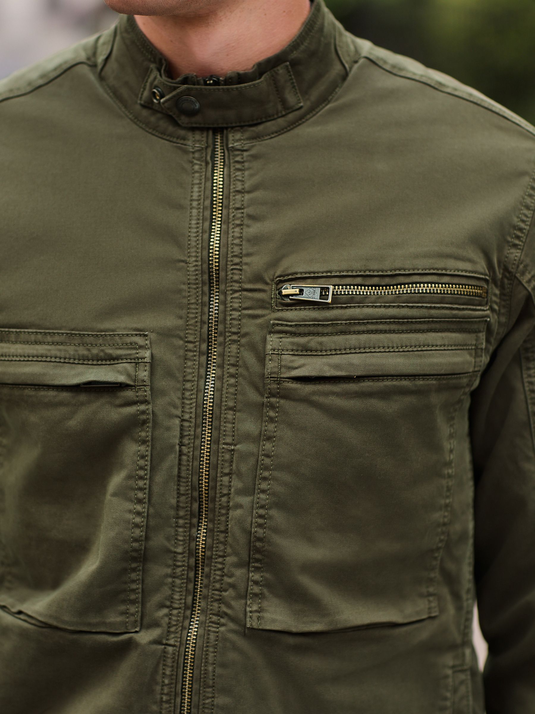 Buy Khaki Green Borg Lined Zip Through Funnel Jacket from Next Saudi Arabia