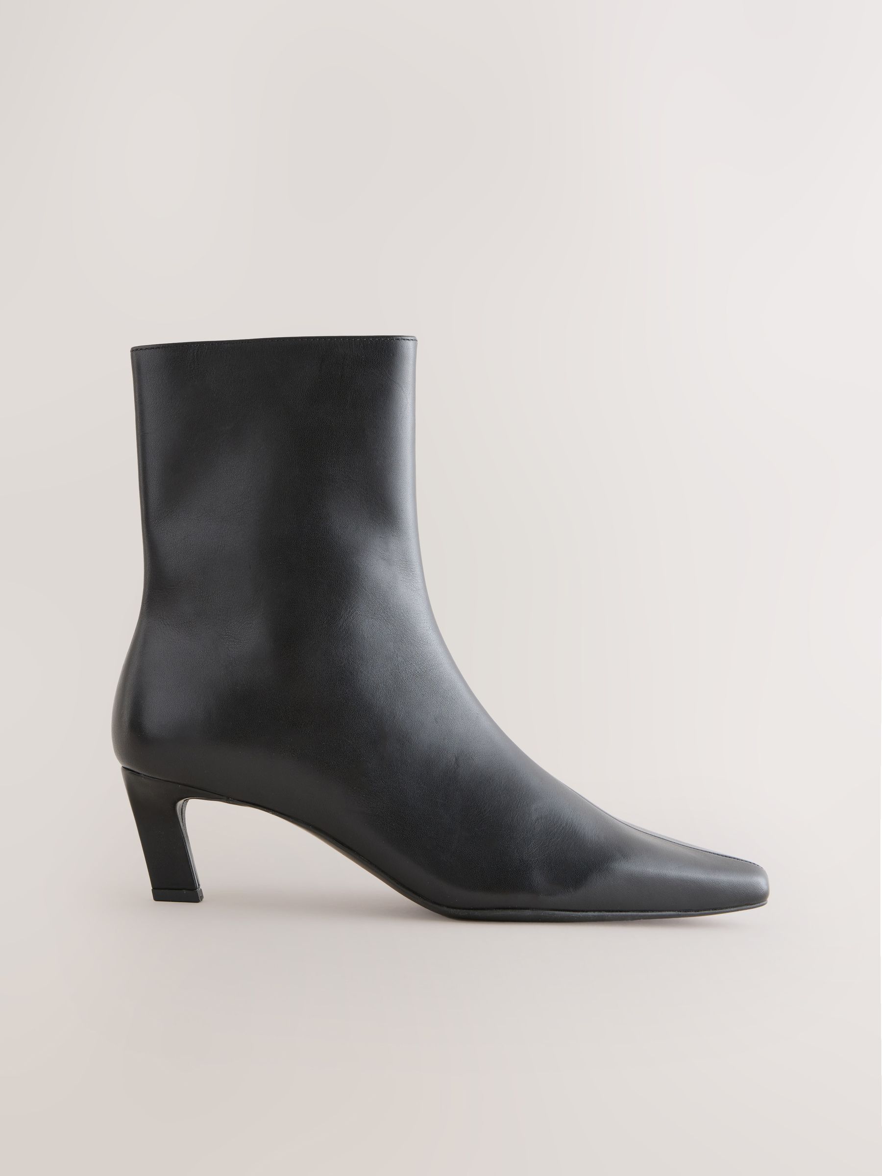 Buy Black Leather Forever Comfort® Chisel Toe Heeled Ankle Boots from ...