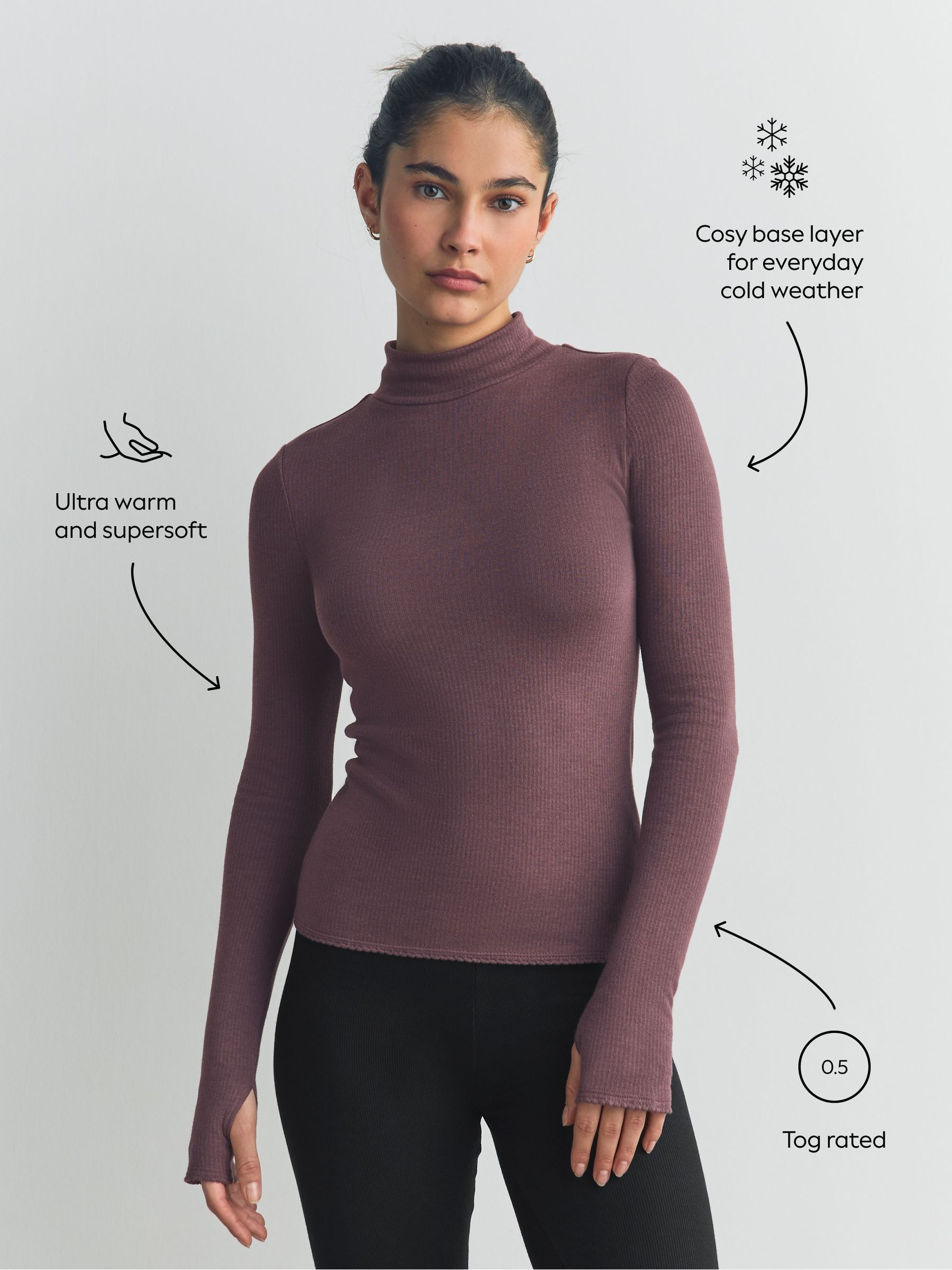 Buy Berry Thermal Maximum Warmth Cosy Ribbed Roll Neck Top from the ...