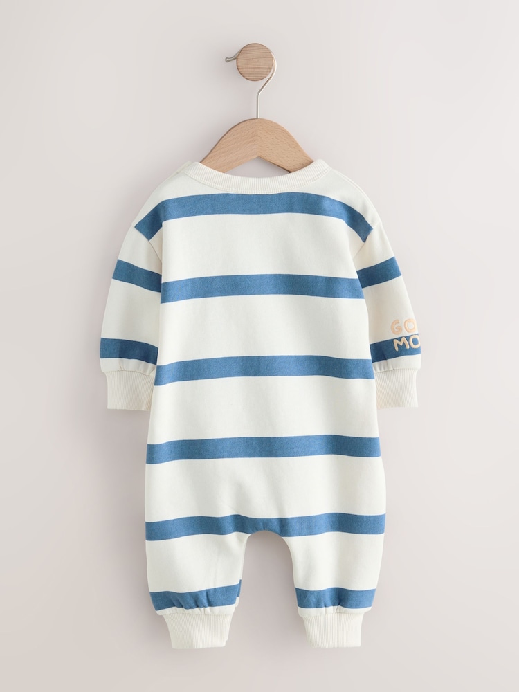 Buy Blue Stripe Baby Sweat Romper (0mths-3yrs) from Next Australia