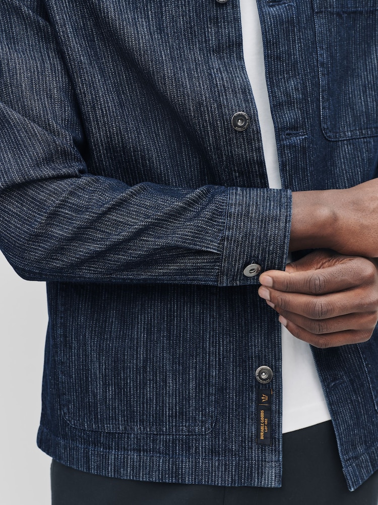 Buy Indigo Blue 100% Cotton Stripe Chore Shacket Overshirt from Next ...