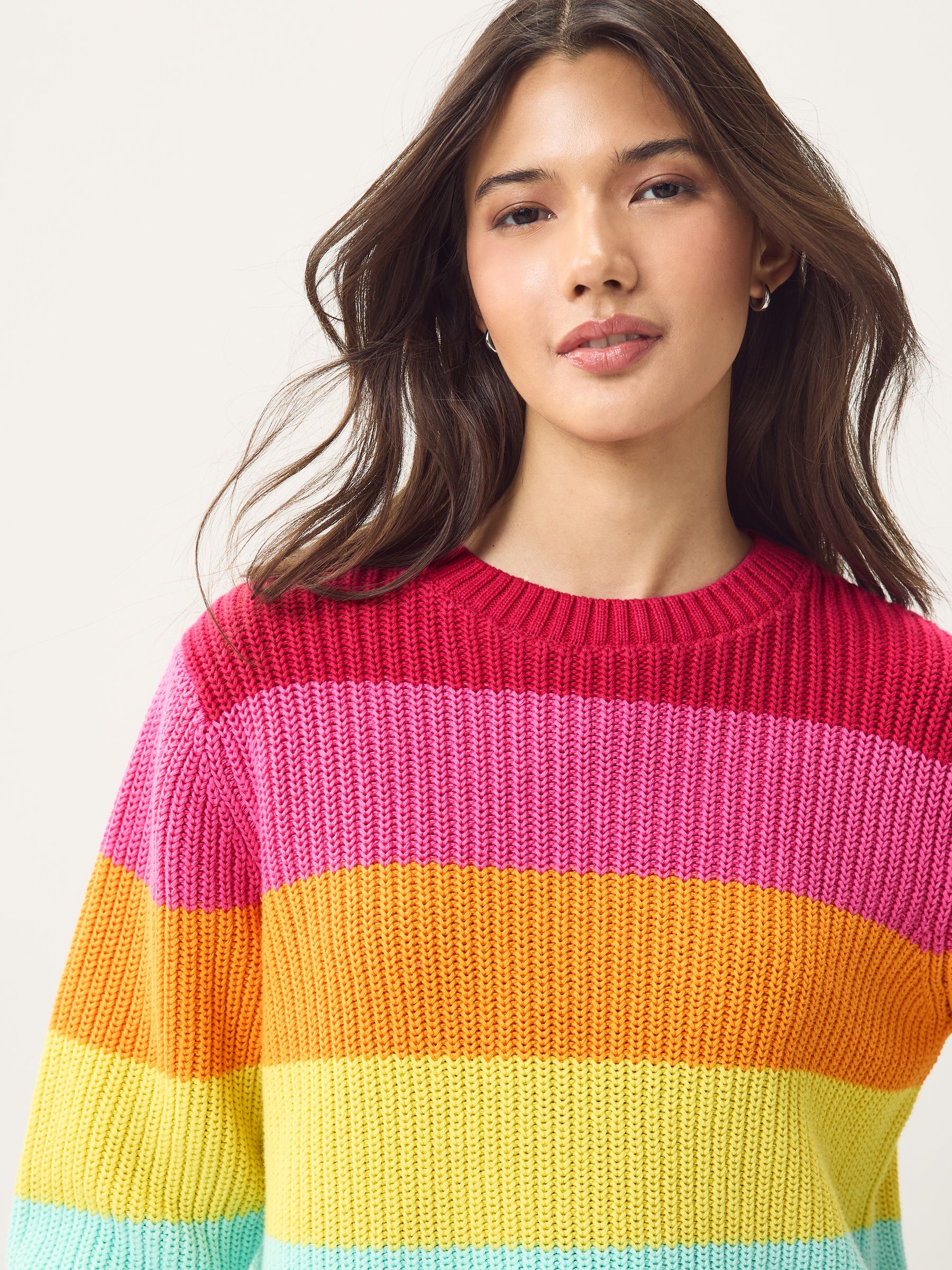 Buy Little Bird by Jools Oliver Pink Knitted Stripe Cotton Jumper from ...