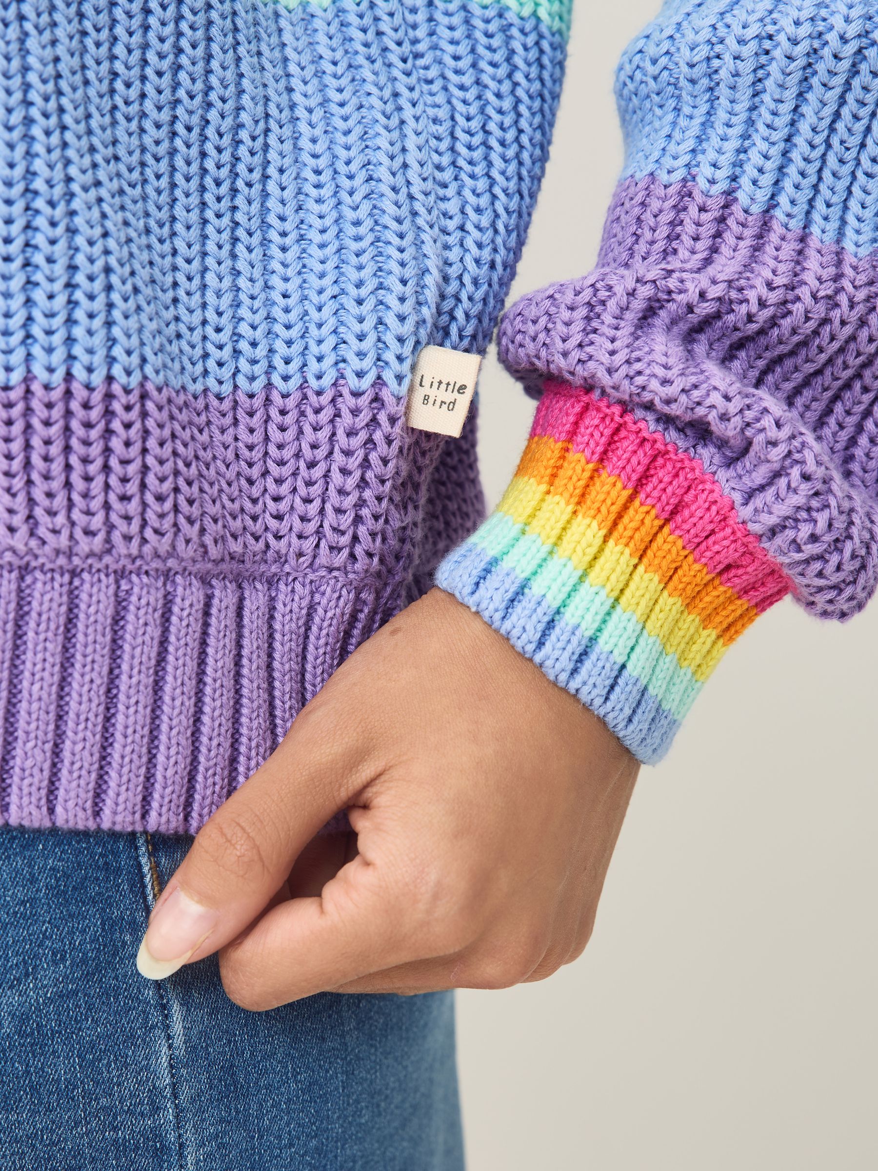 Buy Little Bird by Jools Oliver Pink Knitted Stripe Cotton Jumper from ...
