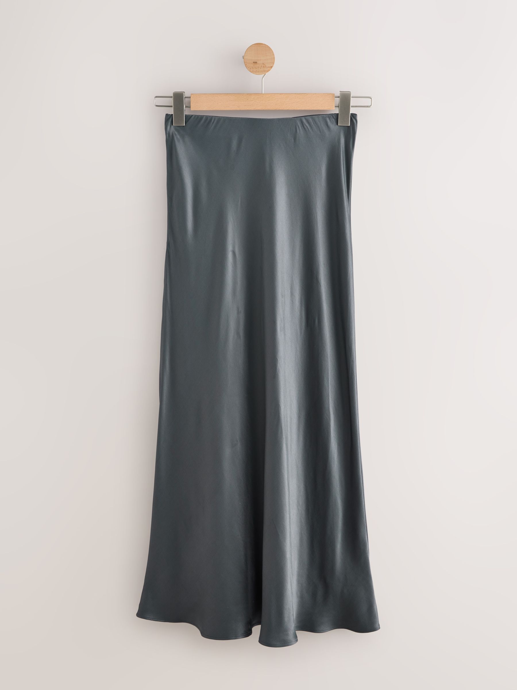 Buy Charcoal Grey Satin Midi Skirt from the Next UK online shop