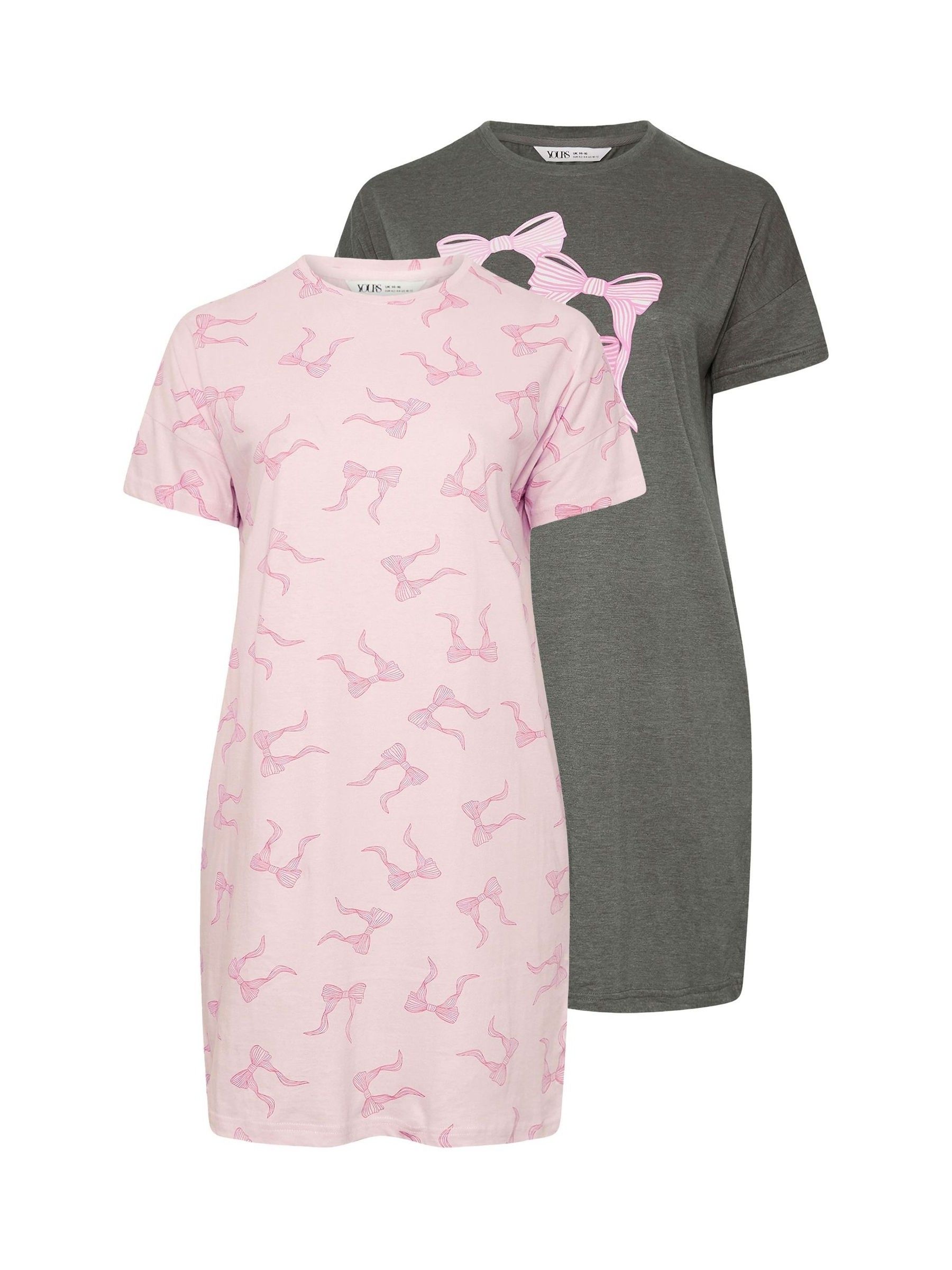 Buy Yours Curve Grey Bows Sleep T-Shirts 2 Pack from the Next UK online ...