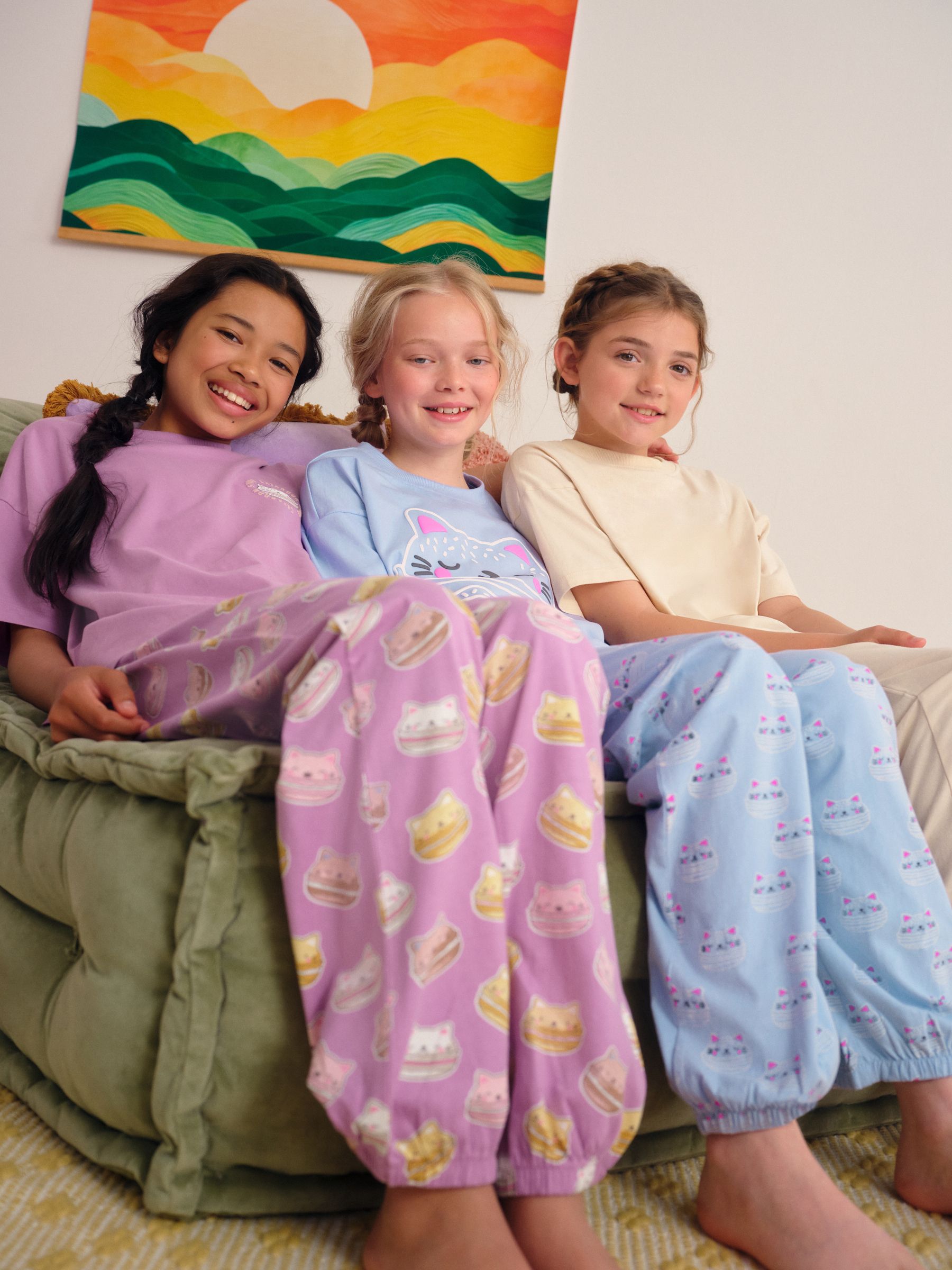 Buy Blue/Pink Cataroon Jogger Pyjamas 3 Pack (3-16yrs) from Next Qatar
