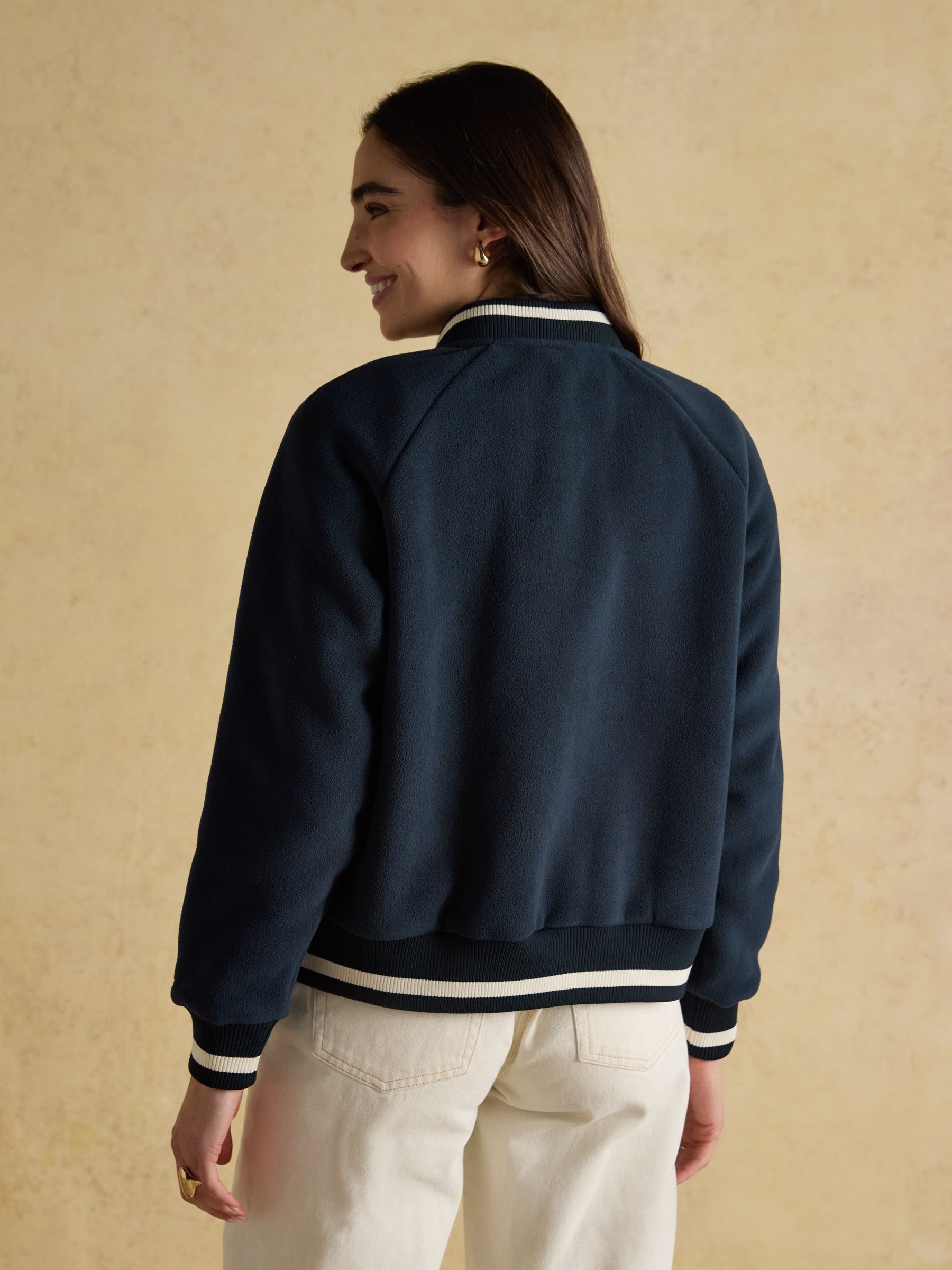 Buy Joules Margot Navy Varsity Fleece Bomber Jacket from the Next UK ...
