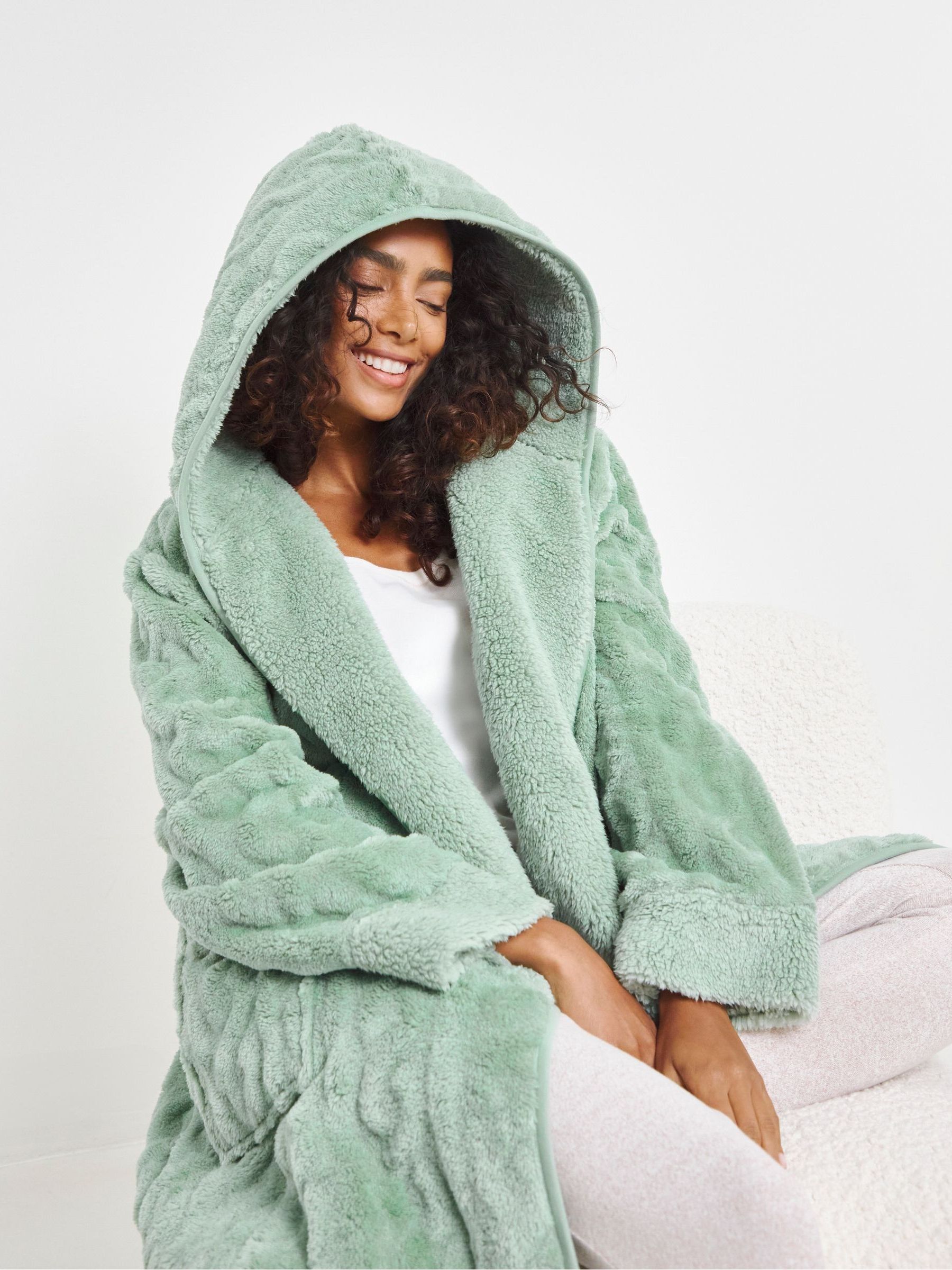 Buy Simply Be Green Oversized Pretty Secrets Fleece Cardigan from the ...