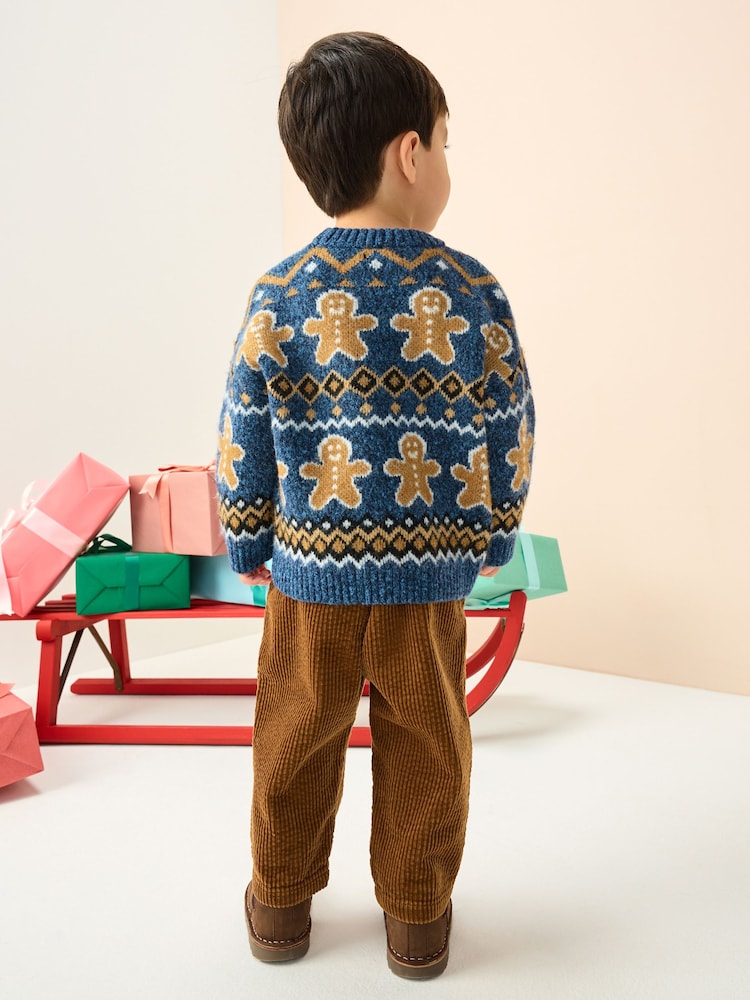 Buy Navy Blue Gingerbread Knitted Christmas Jumper (3mths-7yrs) from ...