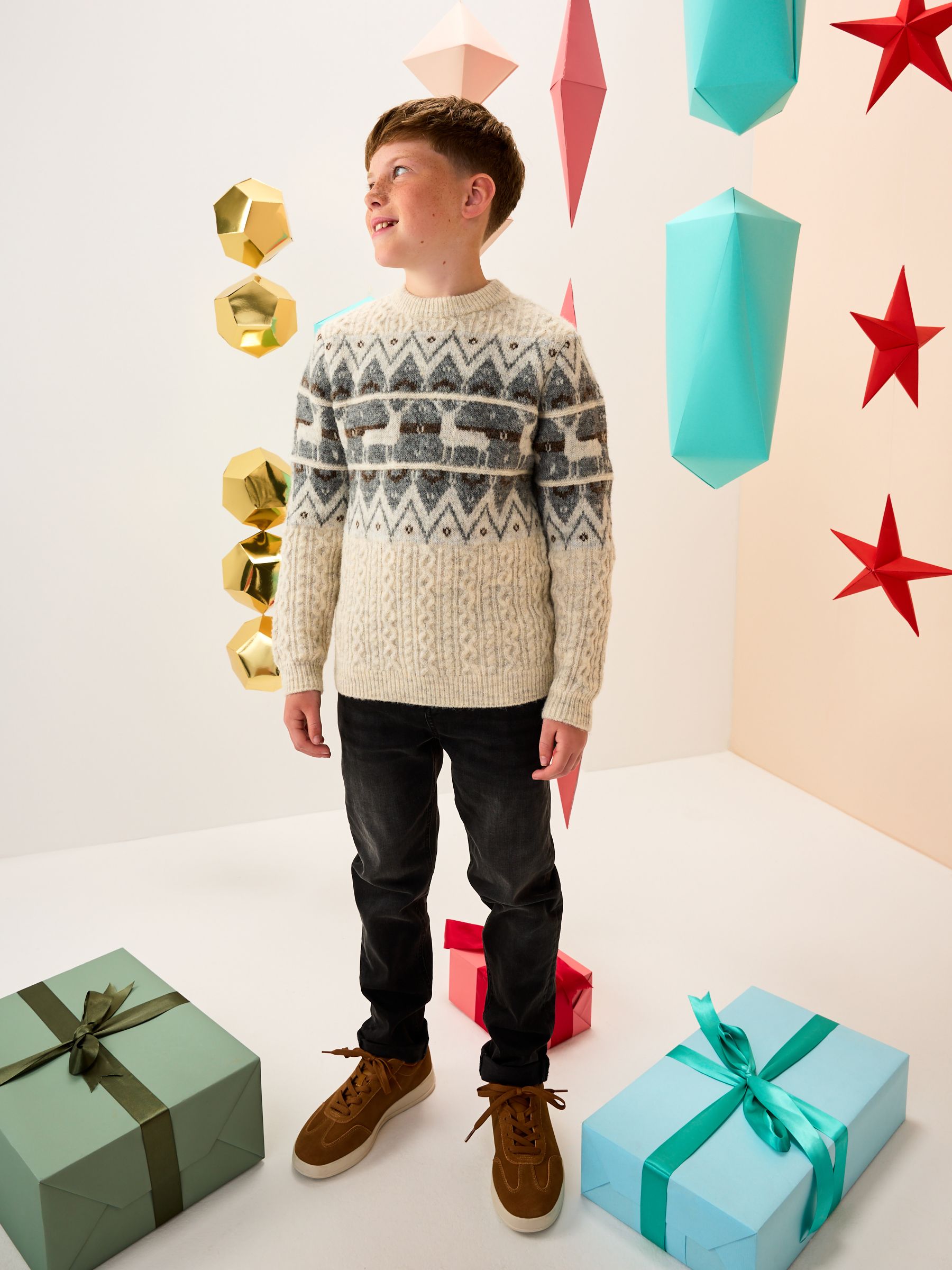 Buy Ecru Fairisle Pattern Matching Family Christmas Jumper (3mths-16yrs ...