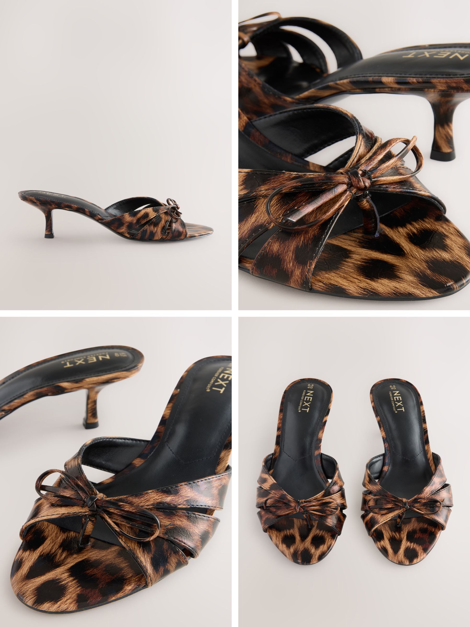 Buy Leopard Forever Comfort® Bow Cutout Open Toe Mules from the Next UK ...