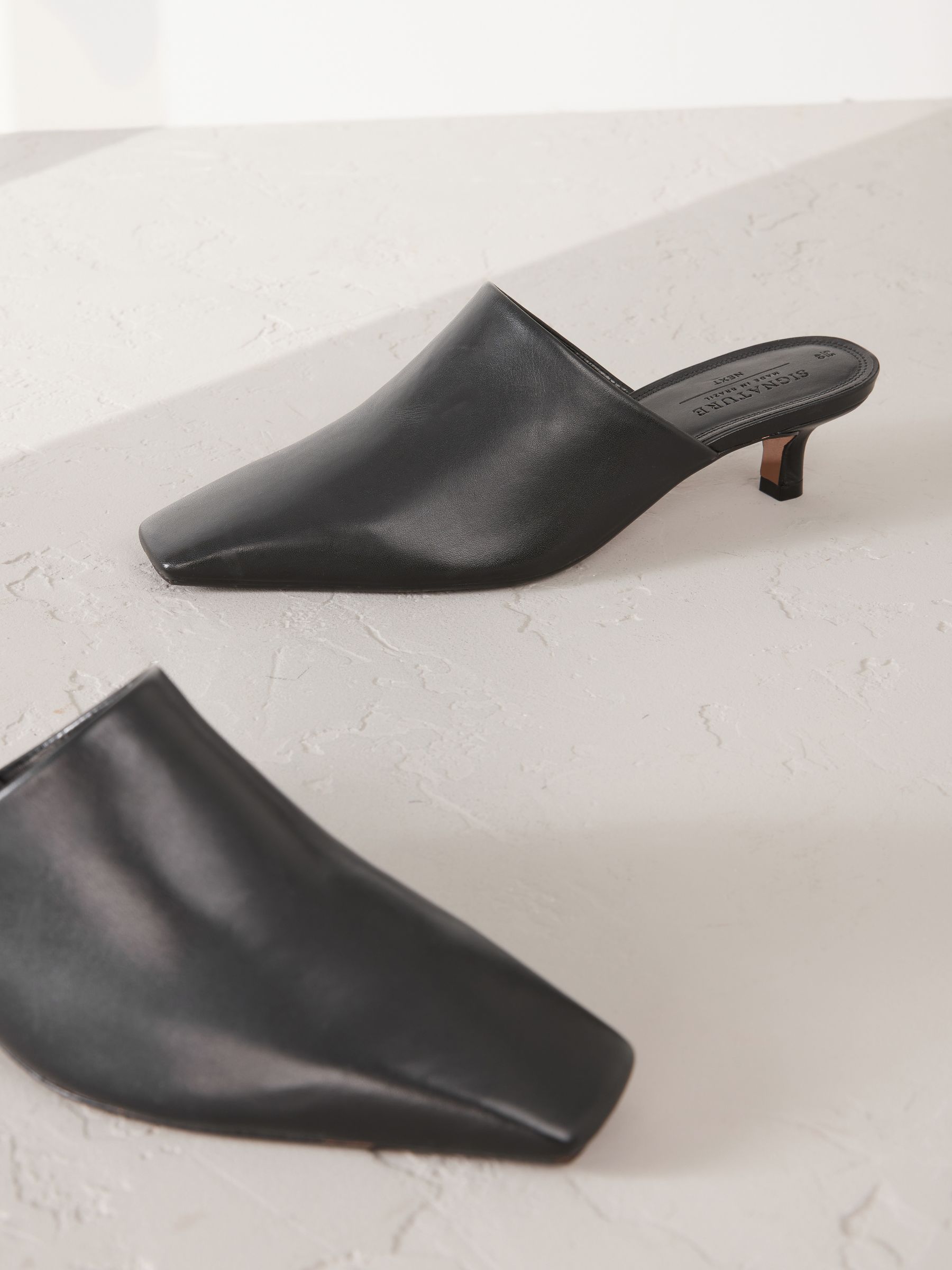 Buy Black Signature Premium Leather Pointed Toe Mules from the Next UK ...