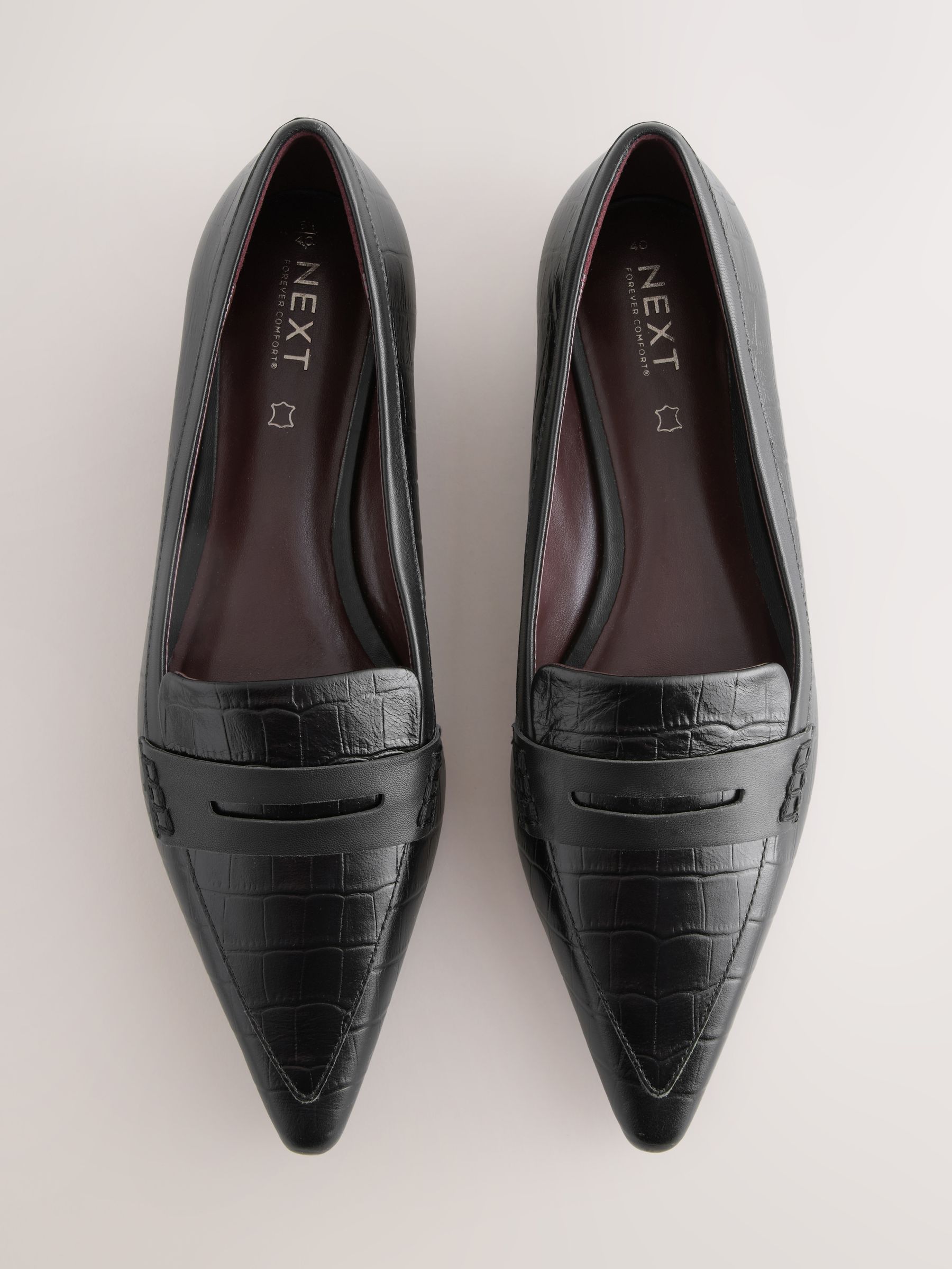 Buy Black Croc Effect Embossed Forever Comfort® Premium Leather Pointed ...