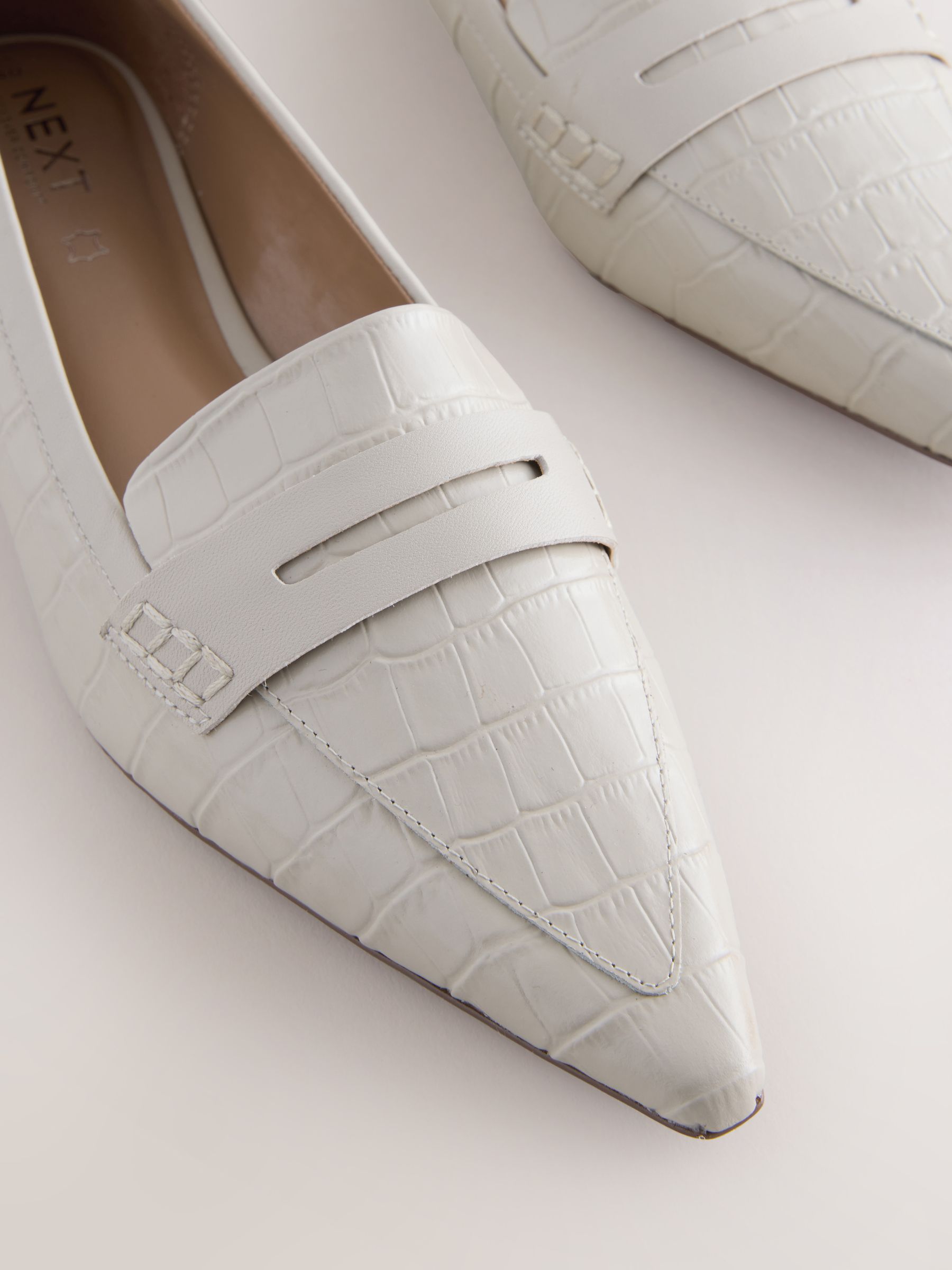 Buy Grey Croc Embossed Forever Comfort® Premium Leather Pointed Toe ...