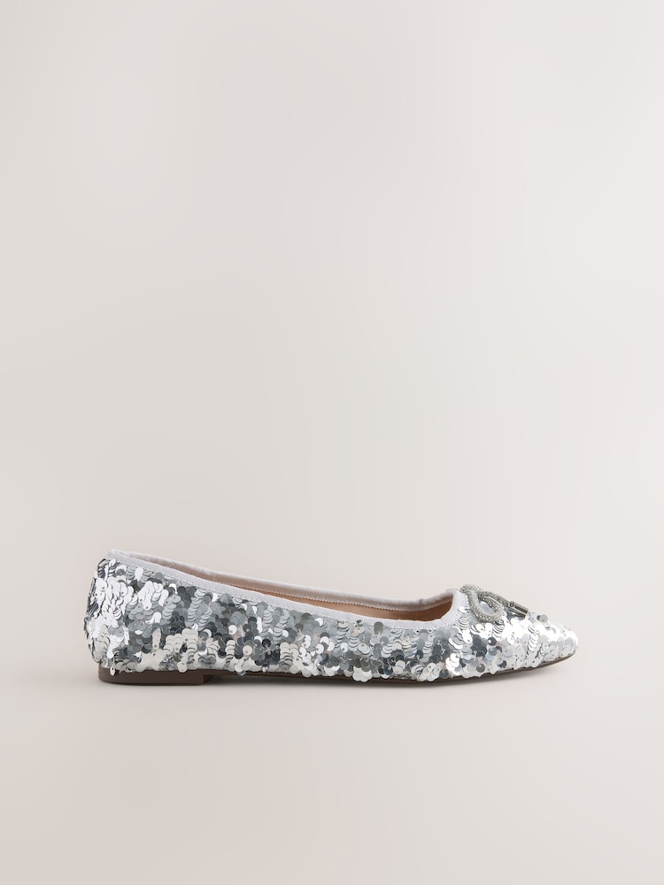silver sequin flats