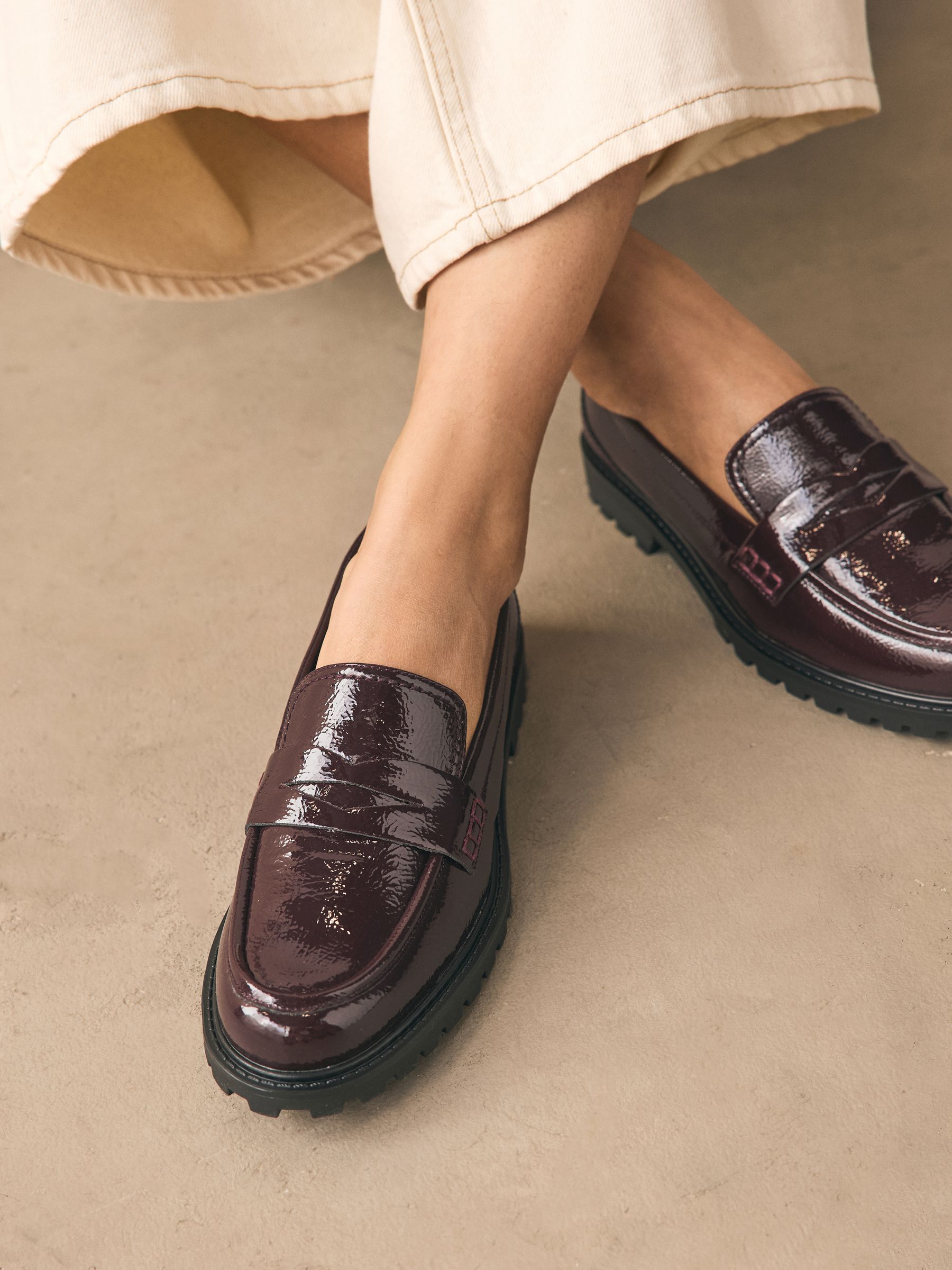 Buy Burgundy Red Patent Chunky Loafer Shoes from the Next UK online shop