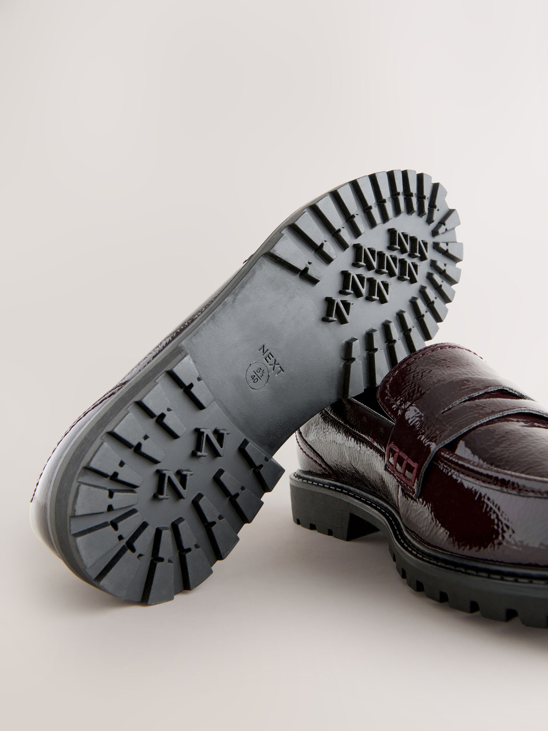 Buy Burgundy Red Patent Chunky Loafer Shoes from Next Malta