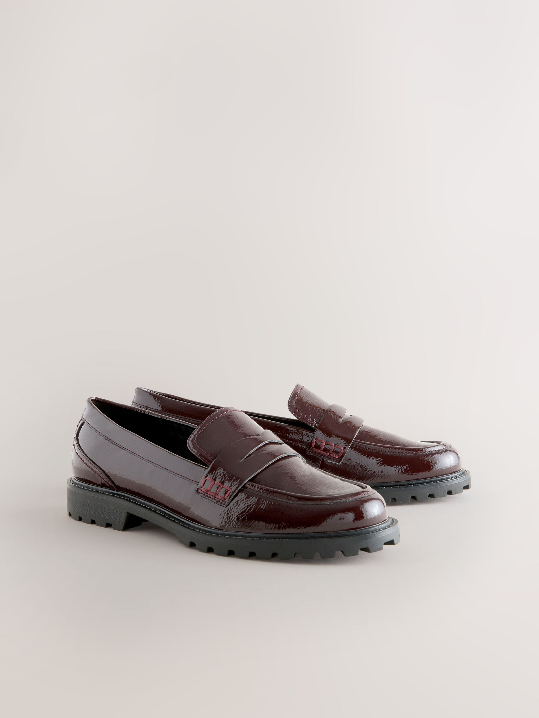 Buy Burgundy Red Patent Chunky Loafer Shoes from the Next UK online shop