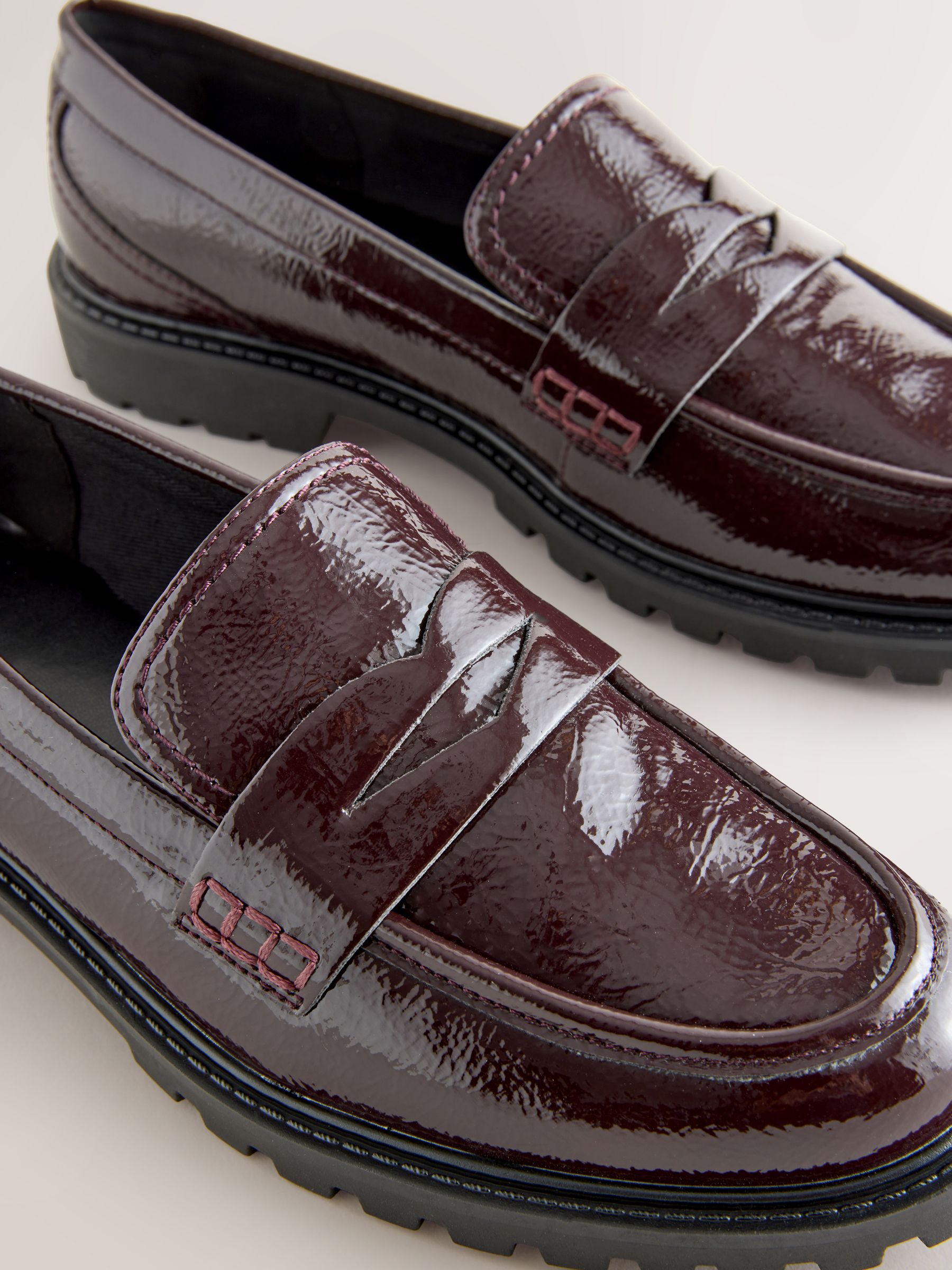 Buy Burgundy Red Patent Chunky Loafer Shoes from the Next UK online shop